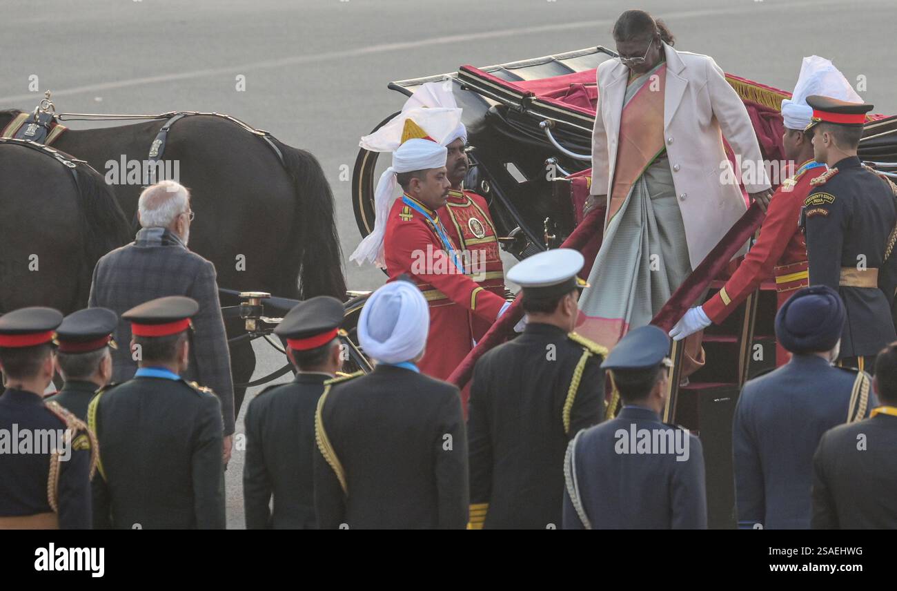 NEW DELHI, INDIA - JANUARY 29: Convoy of President of India Droupadi ...