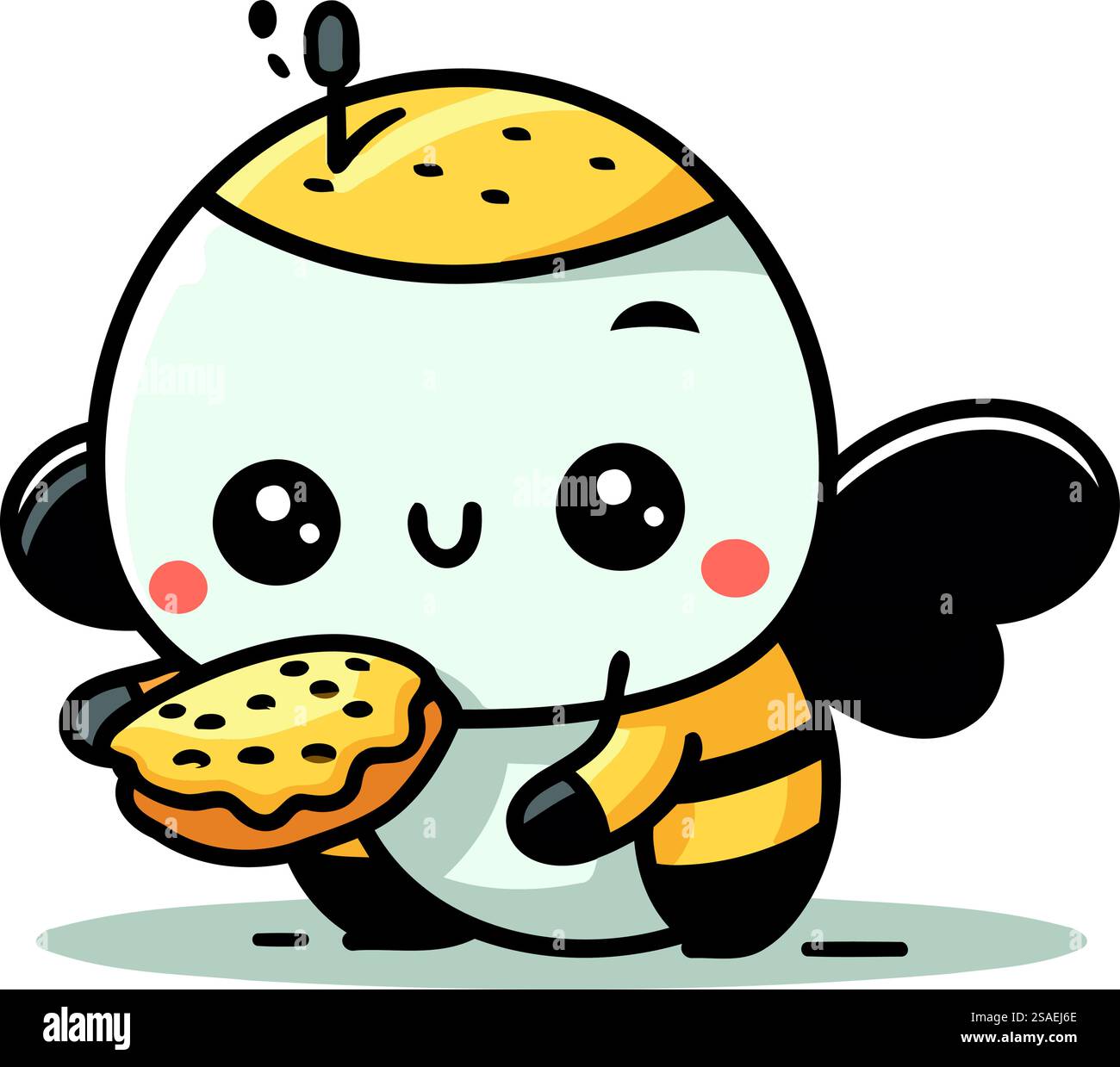 Cute Bee Cartoon Mascot Character With Bread Vector Illustration Stock ...