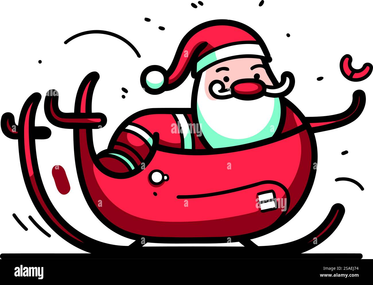 Cartoon Santa Claus in a sleigh. Vector illustration for your design ...