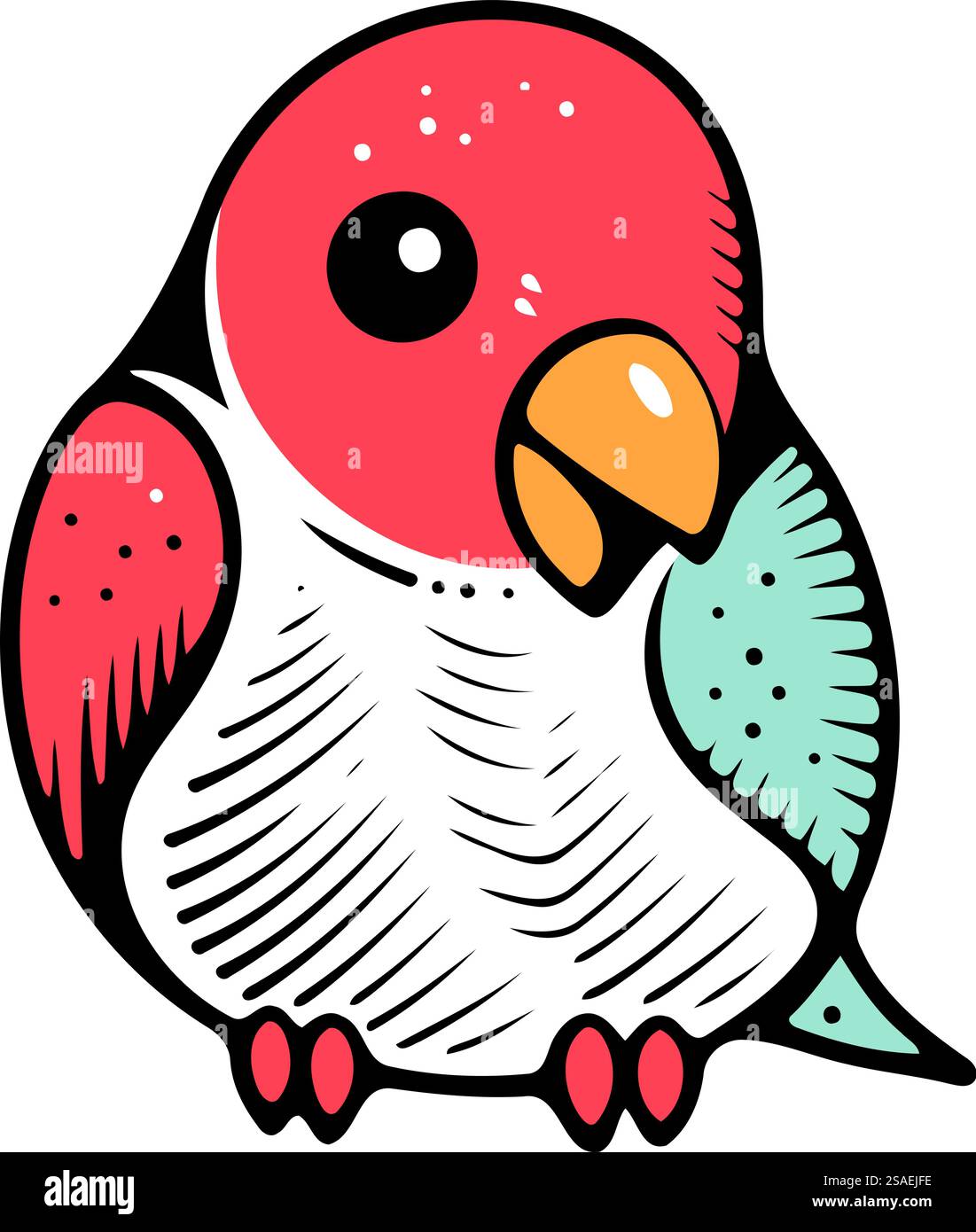 Hand drawn vector illustration of cute parrot isolated on white ...