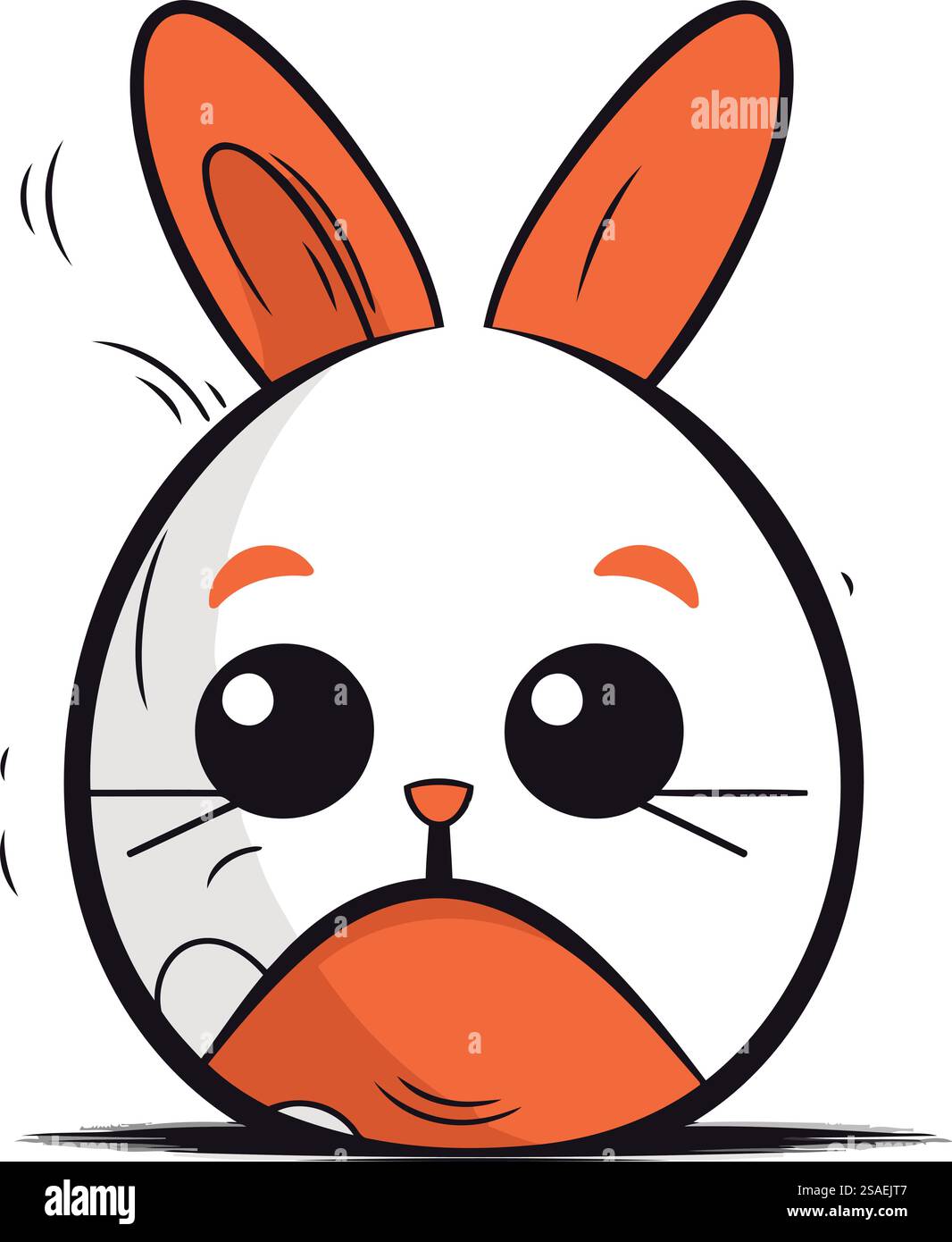 Cute cartoon rabbit head isolated on white background. Vector ...