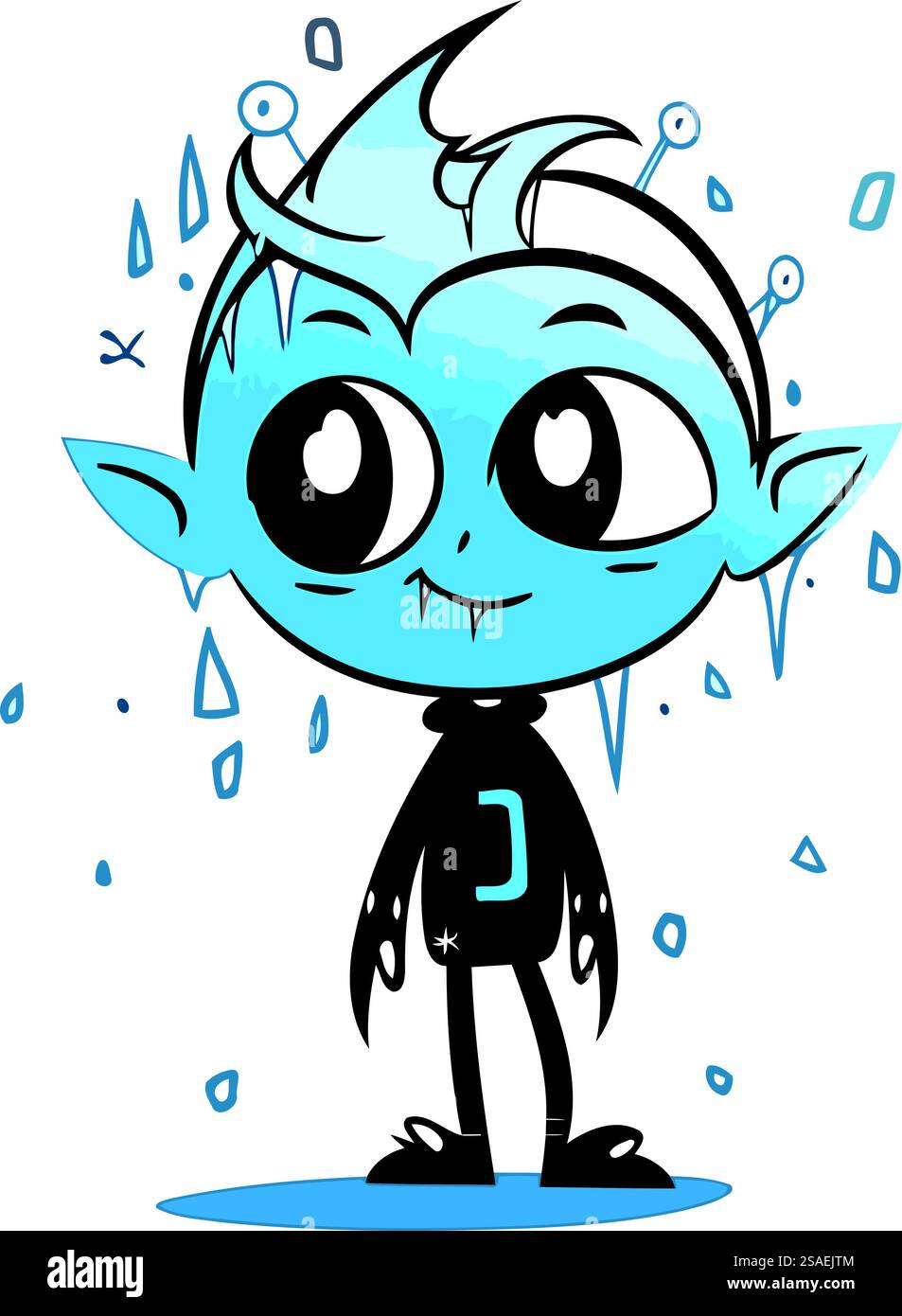 Funny cartoon alien. Vector illustration of a cute alien character ...