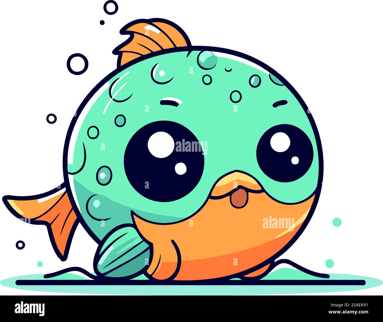 Cute cartoon puffer fish. Vector illustration isolated on white ...