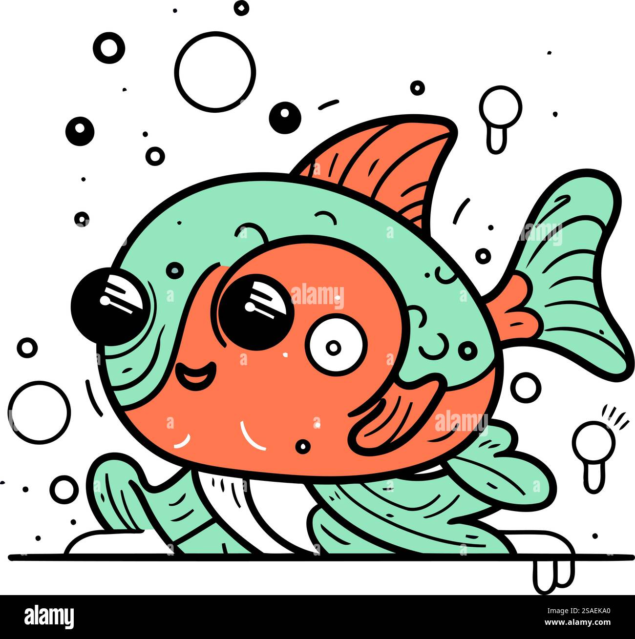 Cute kawaii fish. Vector illustration in doodle style Stock Vector ...