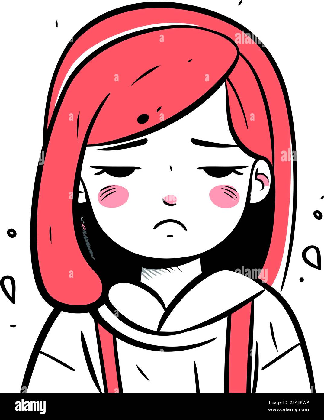 Crying girl cartoon character. Vector illustration in a flat style ...