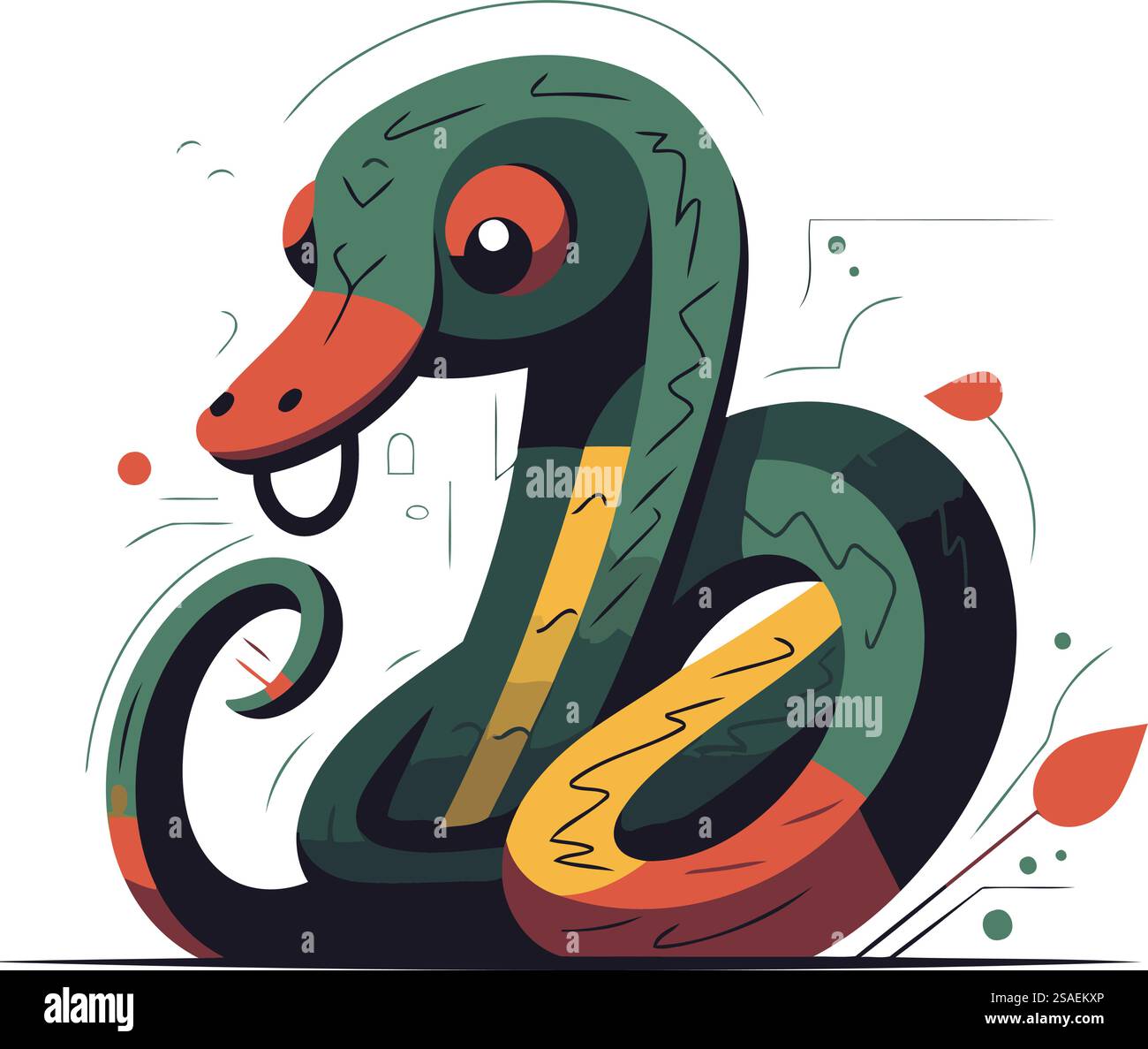 Vector illustration of a snake. Cartoon style. Colorful vector ...