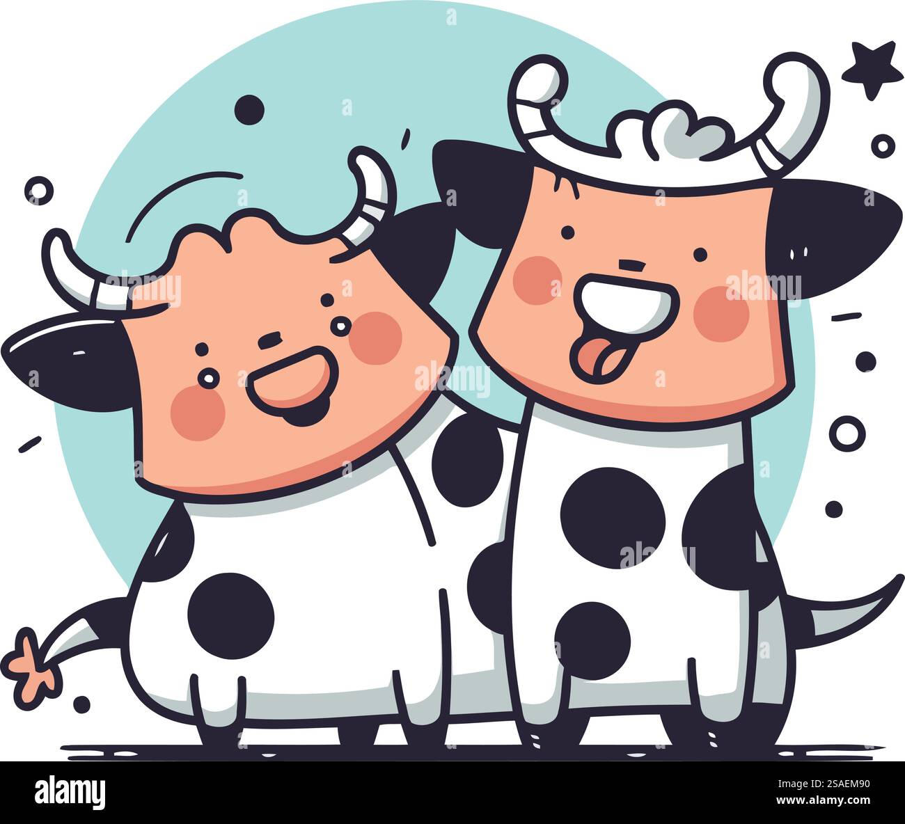 Cute cow couple in love. Vector illustration in cartoon style Stock ...