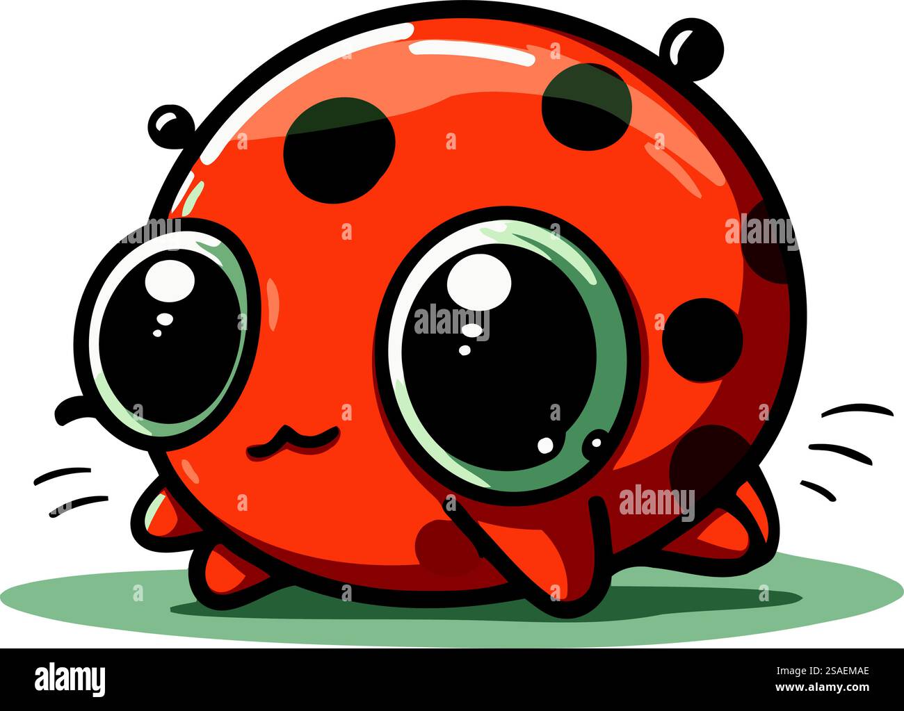 Cute cartoon ladybug with big eyes. Vector illustration isolated on ...