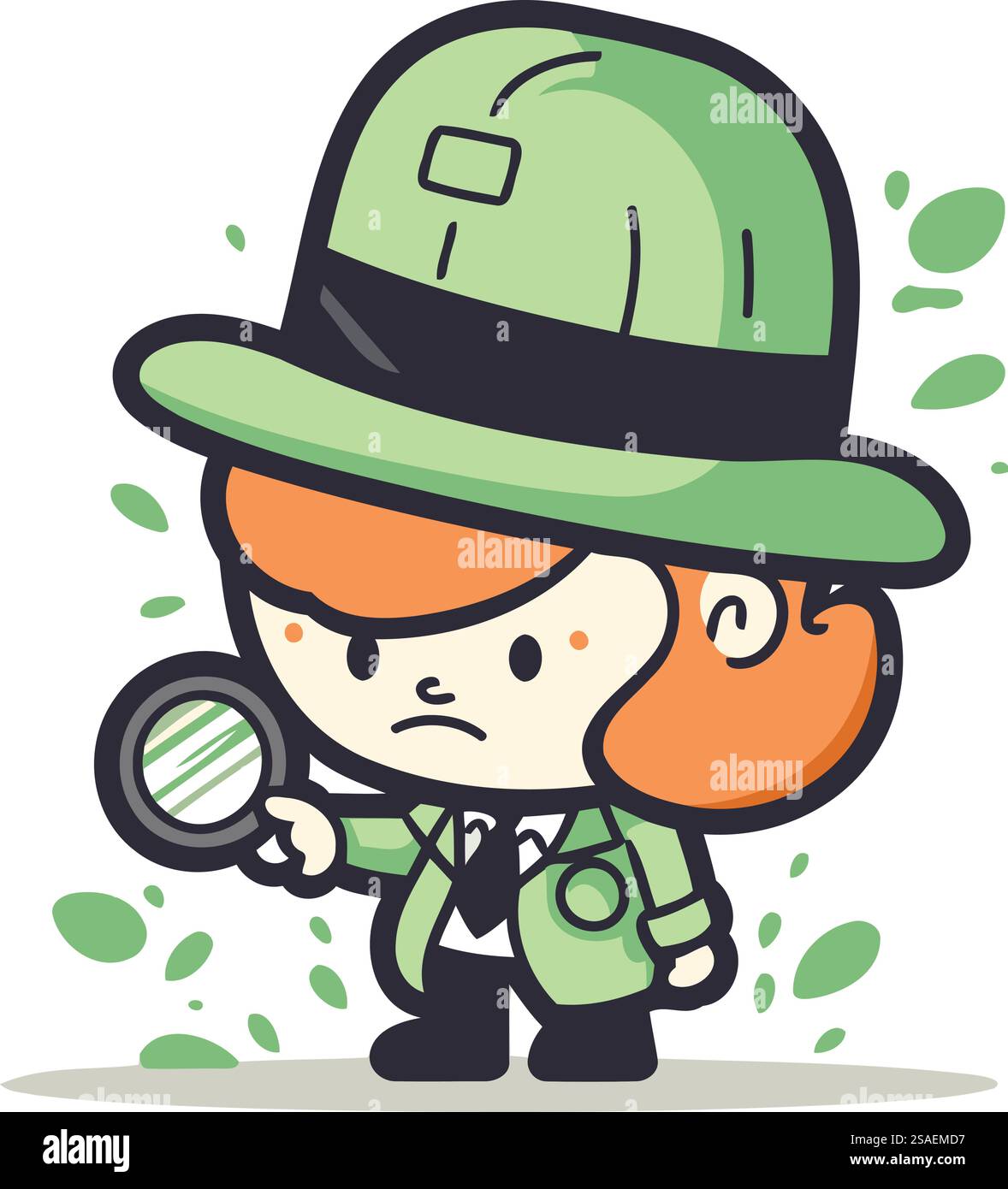 Girl looking through magnifying glass Stock Vector Images - Alamy
