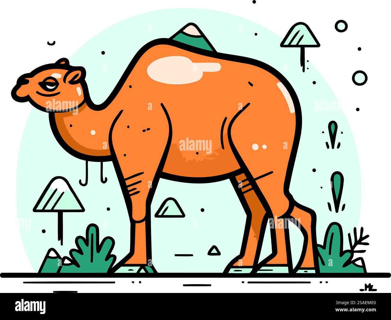 Camel vector illustration. Cute camel in flat linear style Stock Vector ...