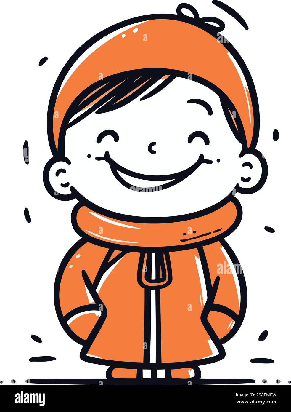 Cartoon illustration of a happy boy in warm clothes. Vector Stock ...
