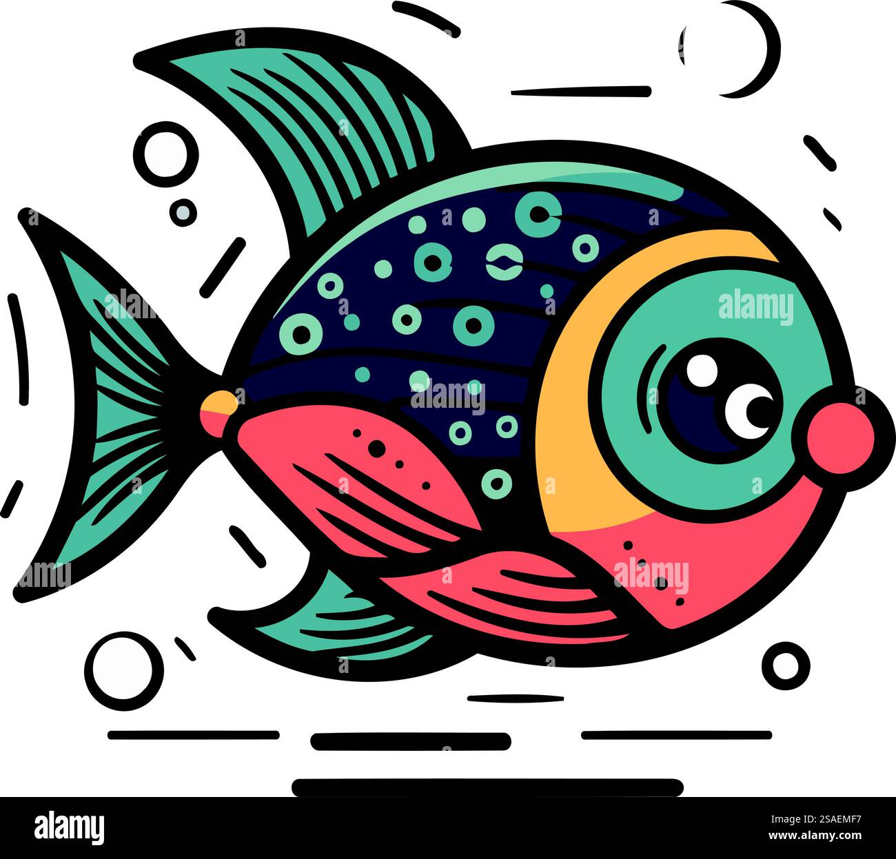 Cute cartoon fish. Colorful vector illustration in flat style Stock ...