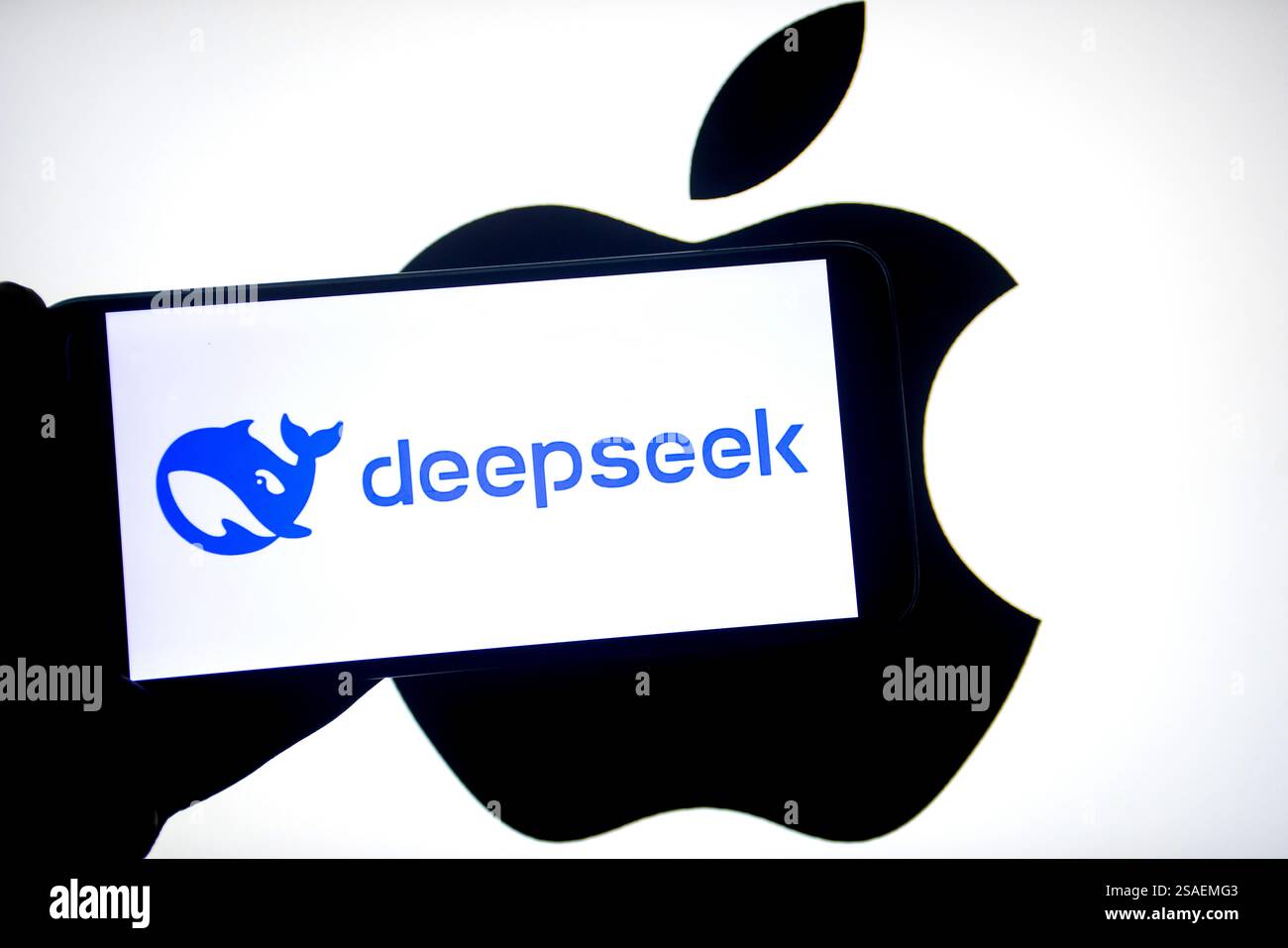 In this photo illustration, a Deepseek logo is seen displayed on a ...