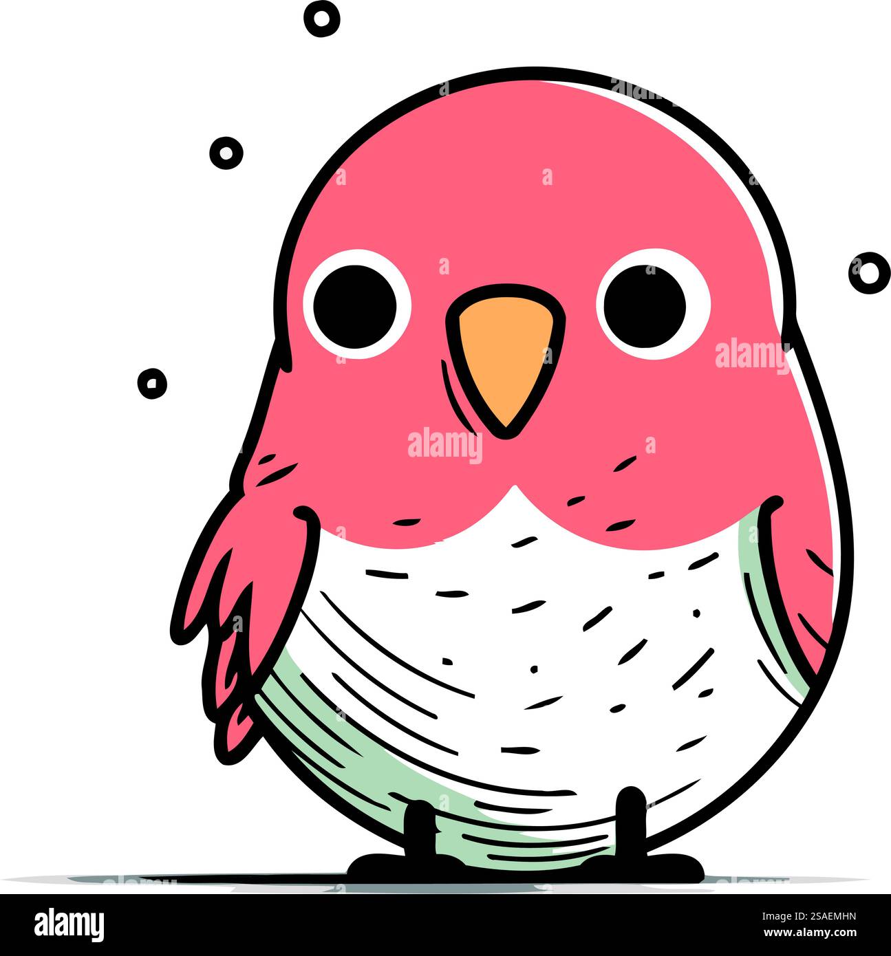 Cute little red bird. Vector illustration. Isolated on white background ...