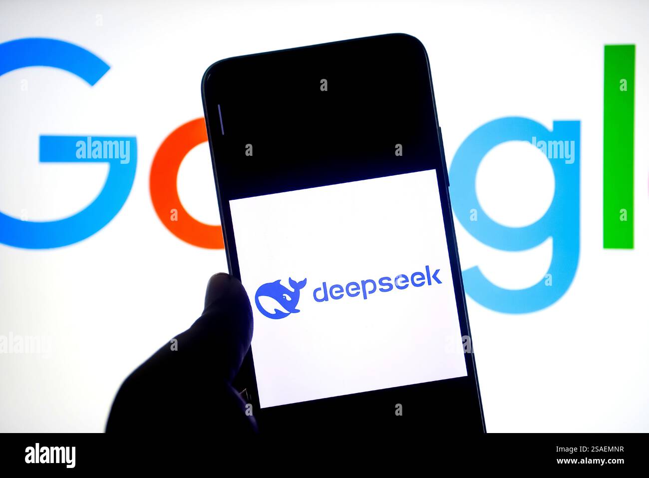 In this photo illustration, a Deepseek logo is seen displayed on a ...