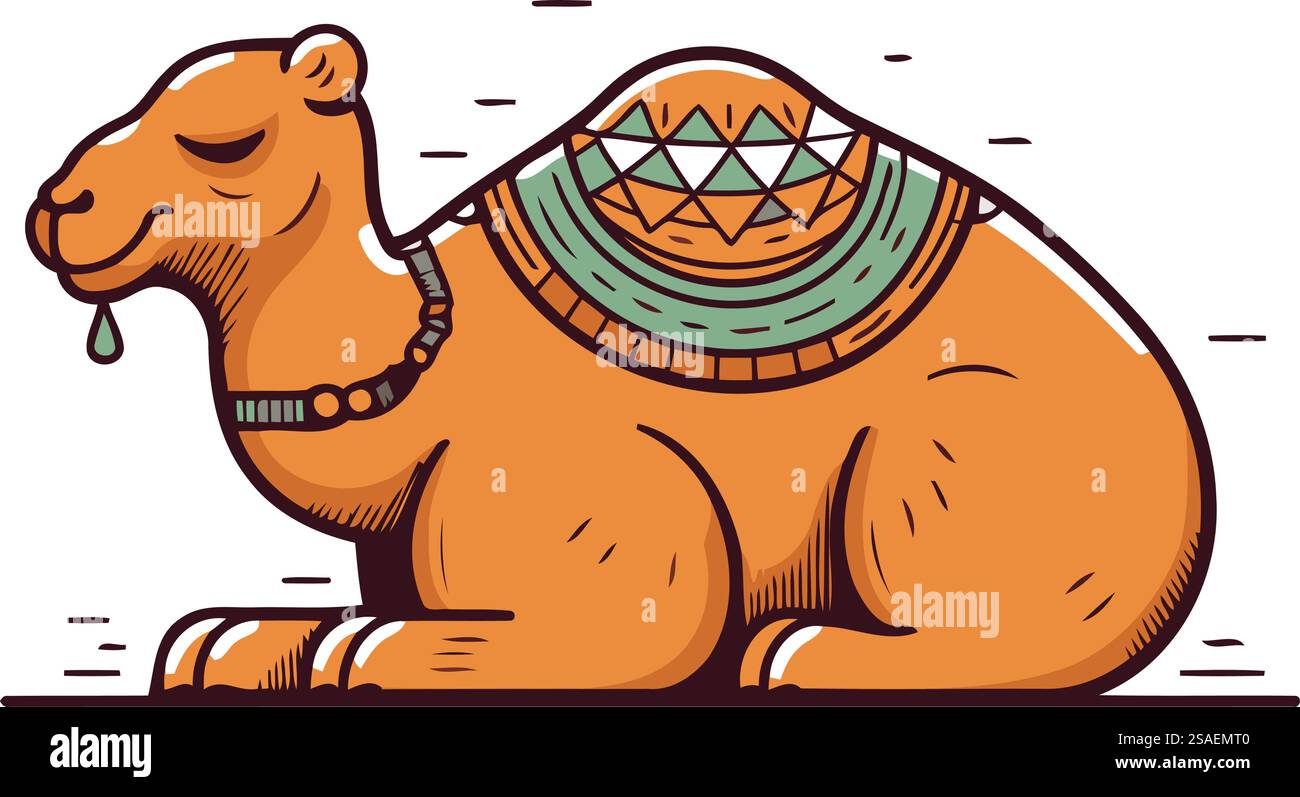 Camel. Vector illustration of a camel sitting on the ground Stock ...