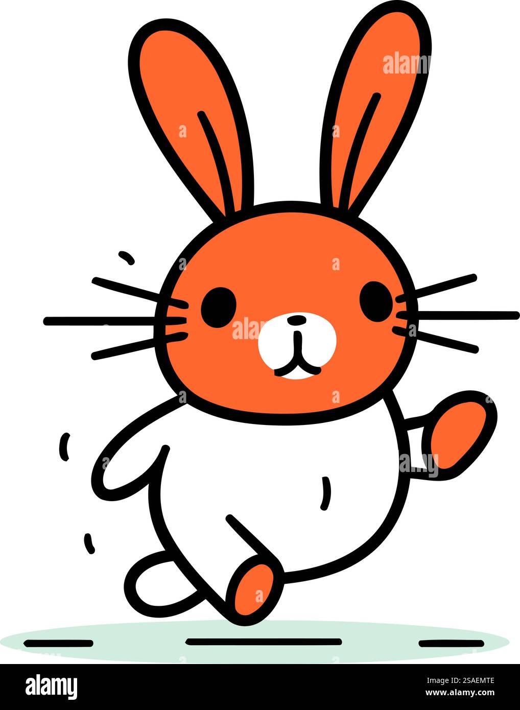 Cute little rabbit running. Cartoon animal character. Vector ...