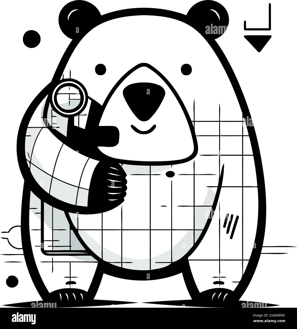 Polar bear holding a magnifying glass. Vector illustration in cartoon ...
