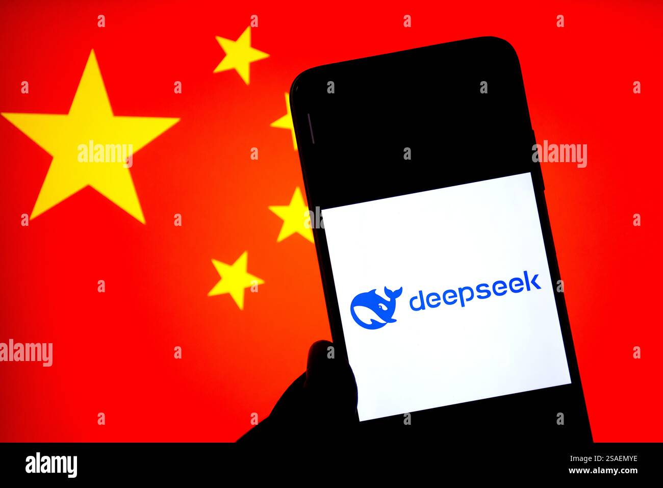 In this photo illustration, a Deepseek logo is seen displayed on a ...