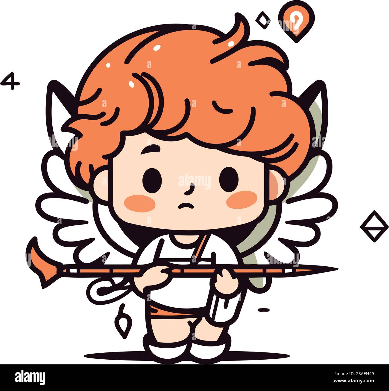Cupid boy with bow and arrow. Vector illustration in cartoon style ...
