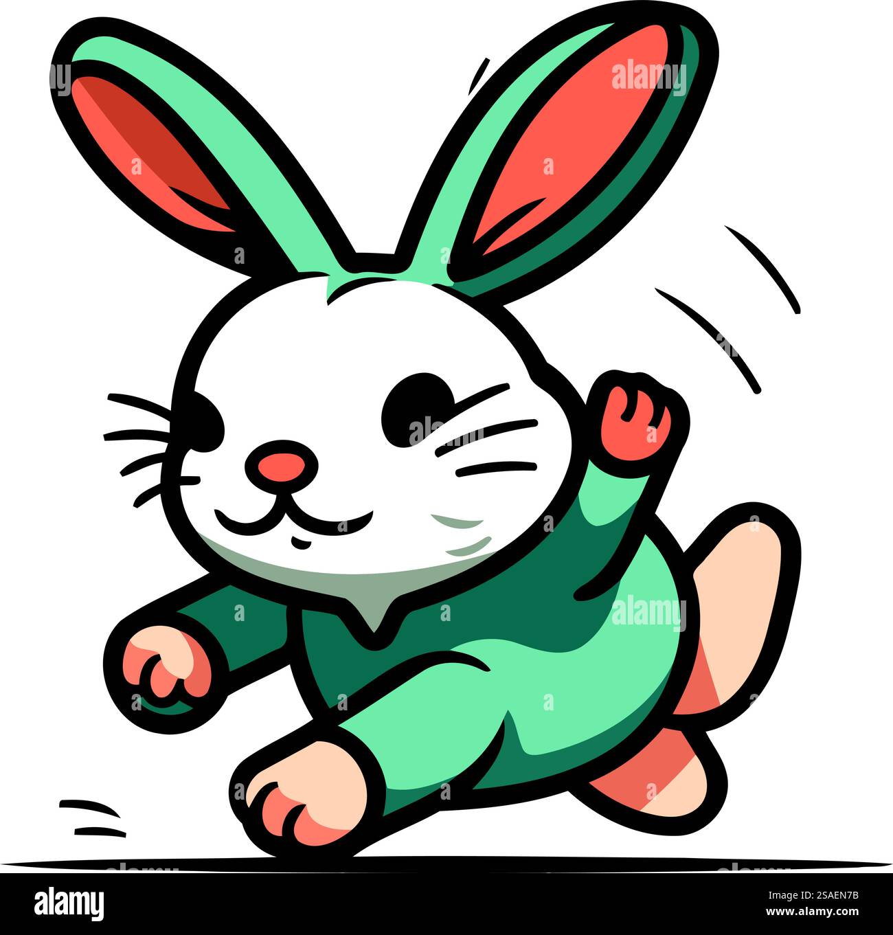 Rabbit running vector illustration isolated on white background. Cute ...