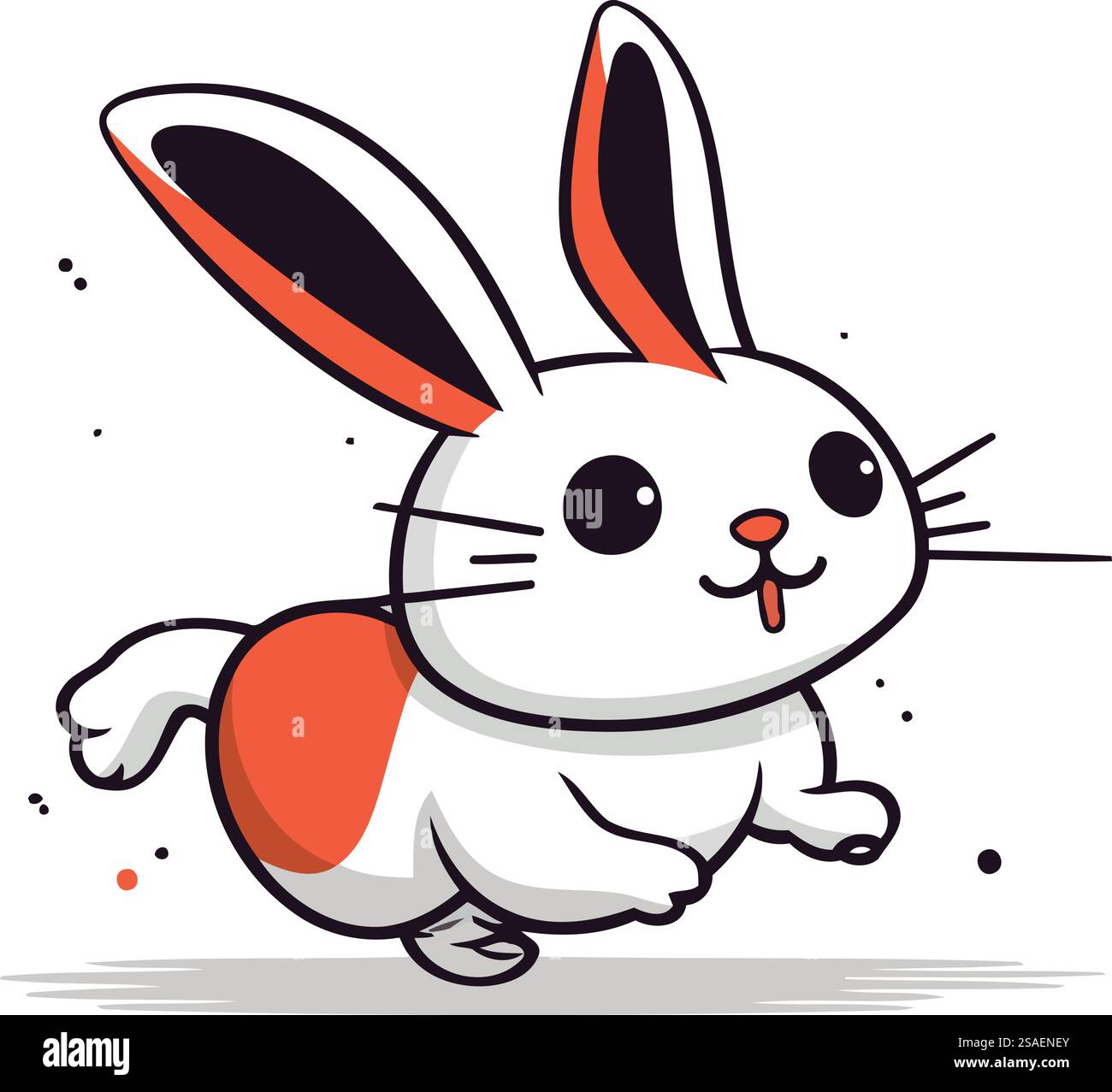 Cute cartoon rabbit running on white background. Vector illustration in ...