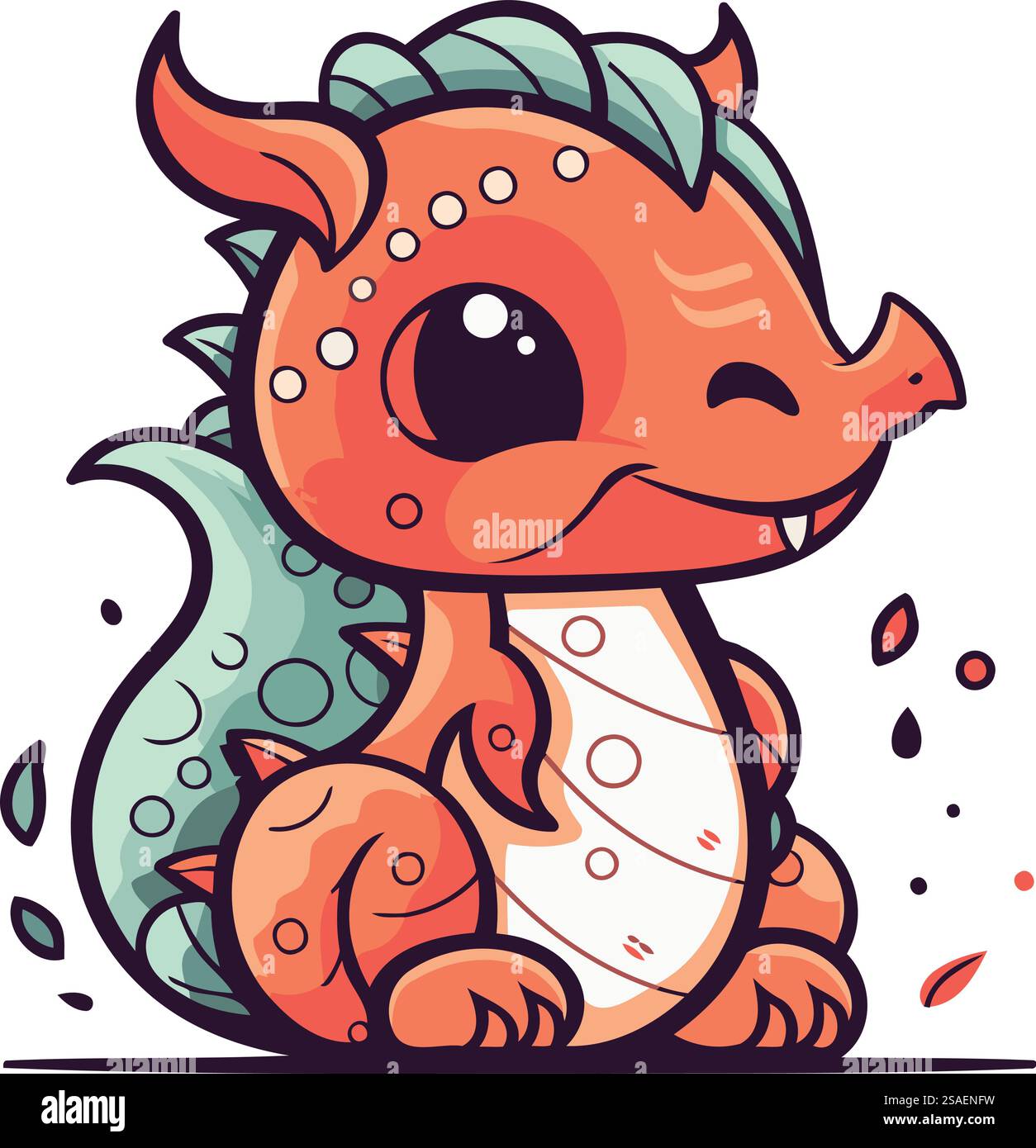 Cute cartoon dragon. Vector illustration isolated on a white background ...