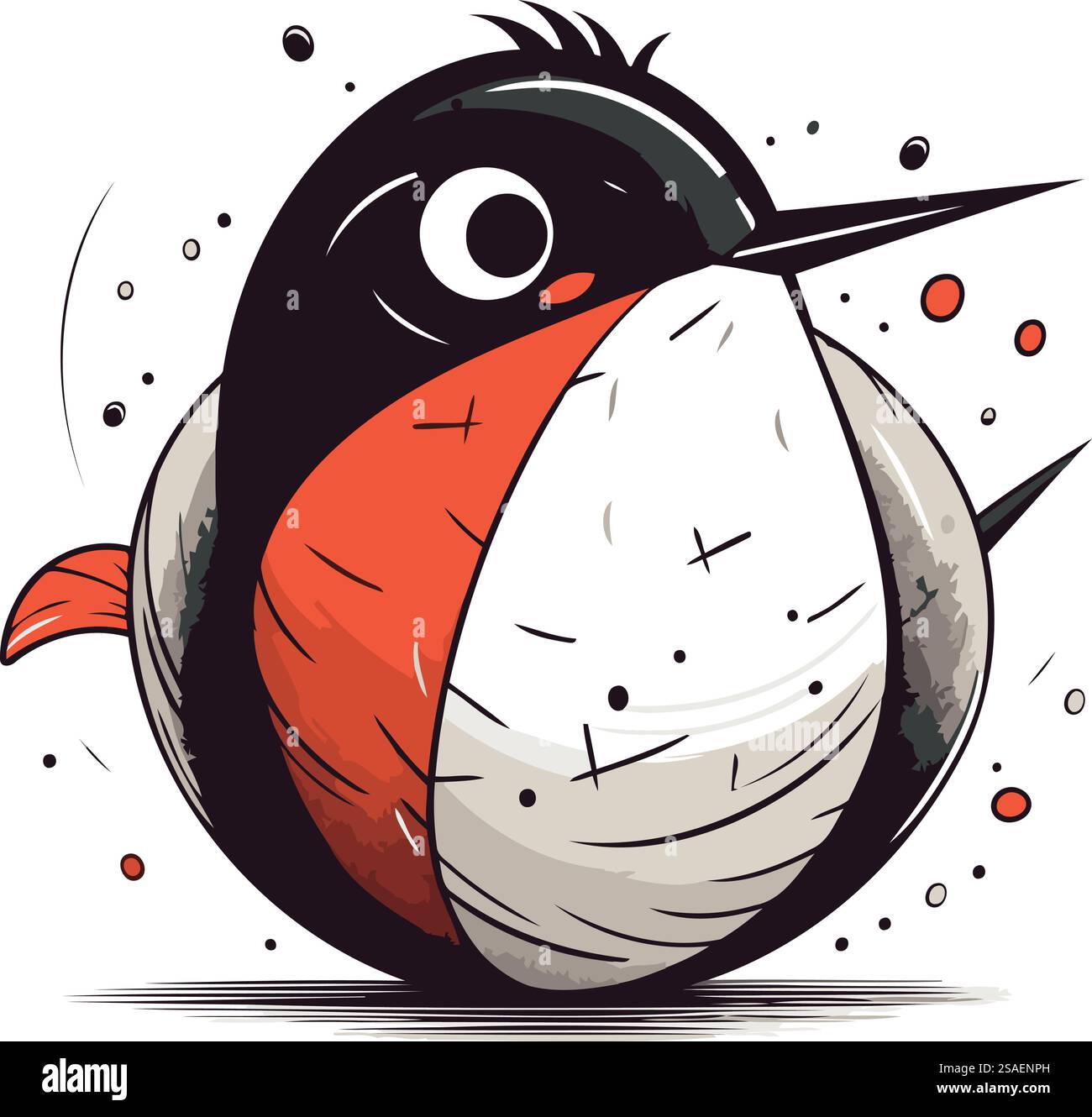 Vector illustration of a black headed robin in cartoon style Stock ...