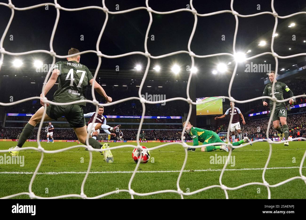 Aston Villa's Morgan Rogers scores their side's fourth goal of the game ...