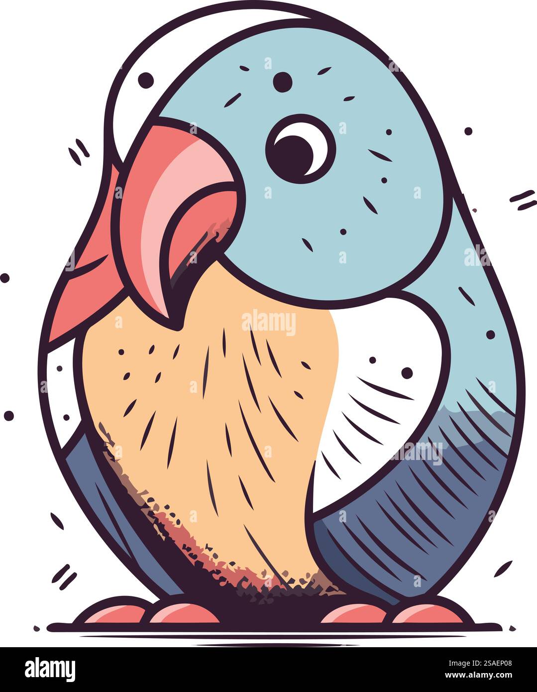Cute parrot isolated on white background. Hand drawn vector ...