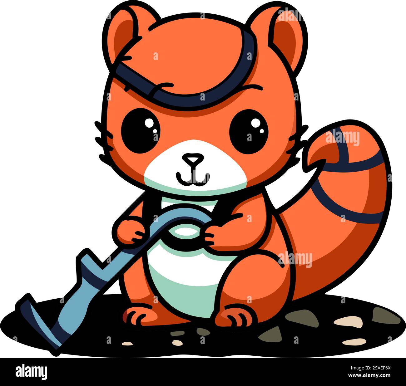Cute cartoon chipmunk with an ax. Vector illustration Stock Vector ...
