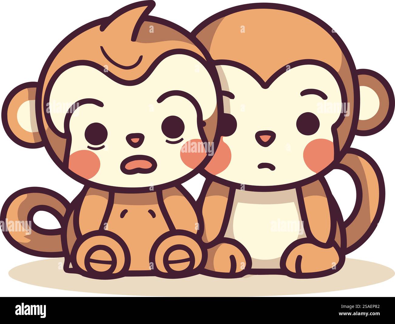 cute monkey and monkey couple cartoon vector illustration graphic ...