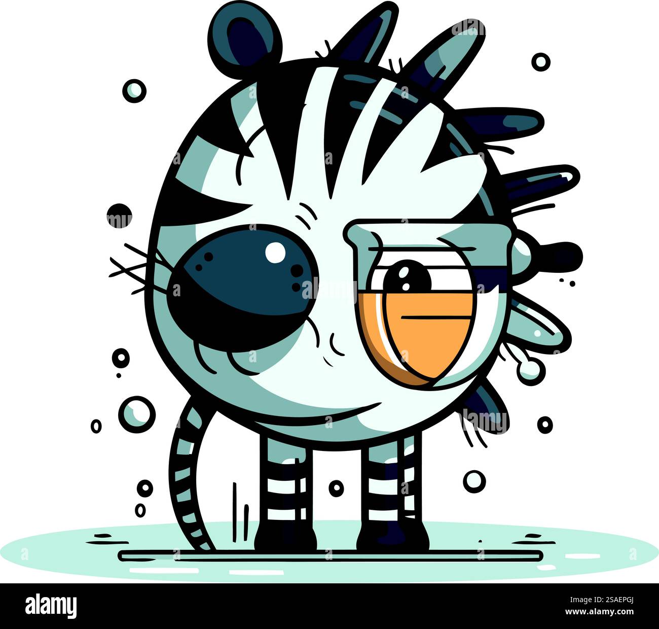 Funny Zebra. Cute cartoon character. Vector illustration Stock Vector ...