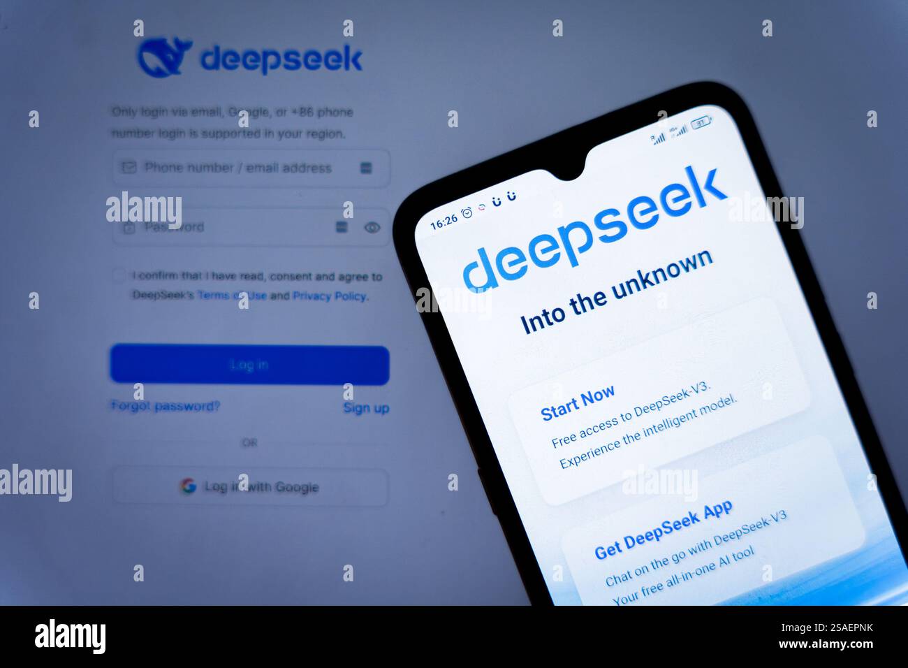 In this photo illustration, the DeepSeek website is seen on a ...