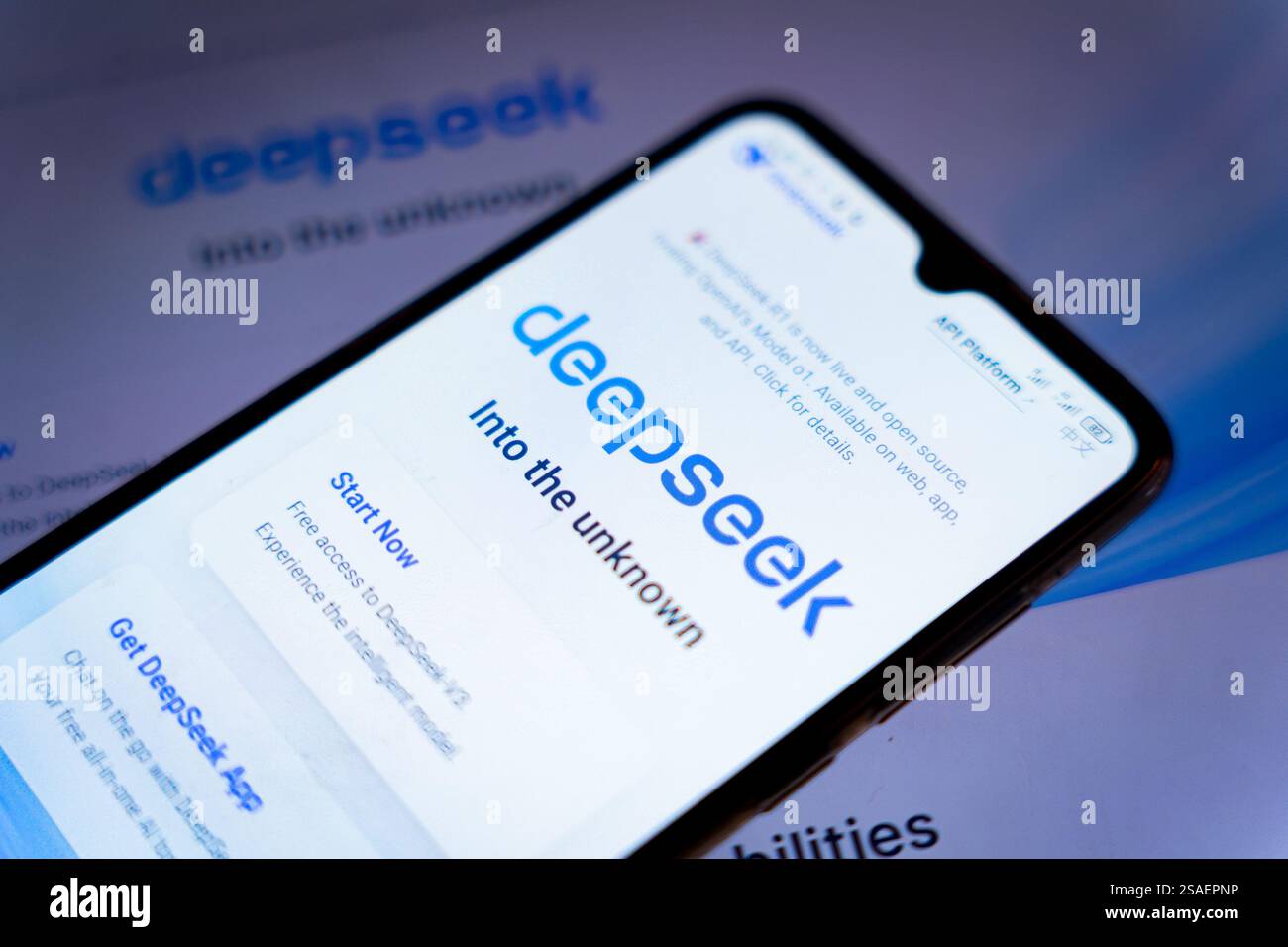 In this photo illustration, the DeepSeek website is seen on a ...