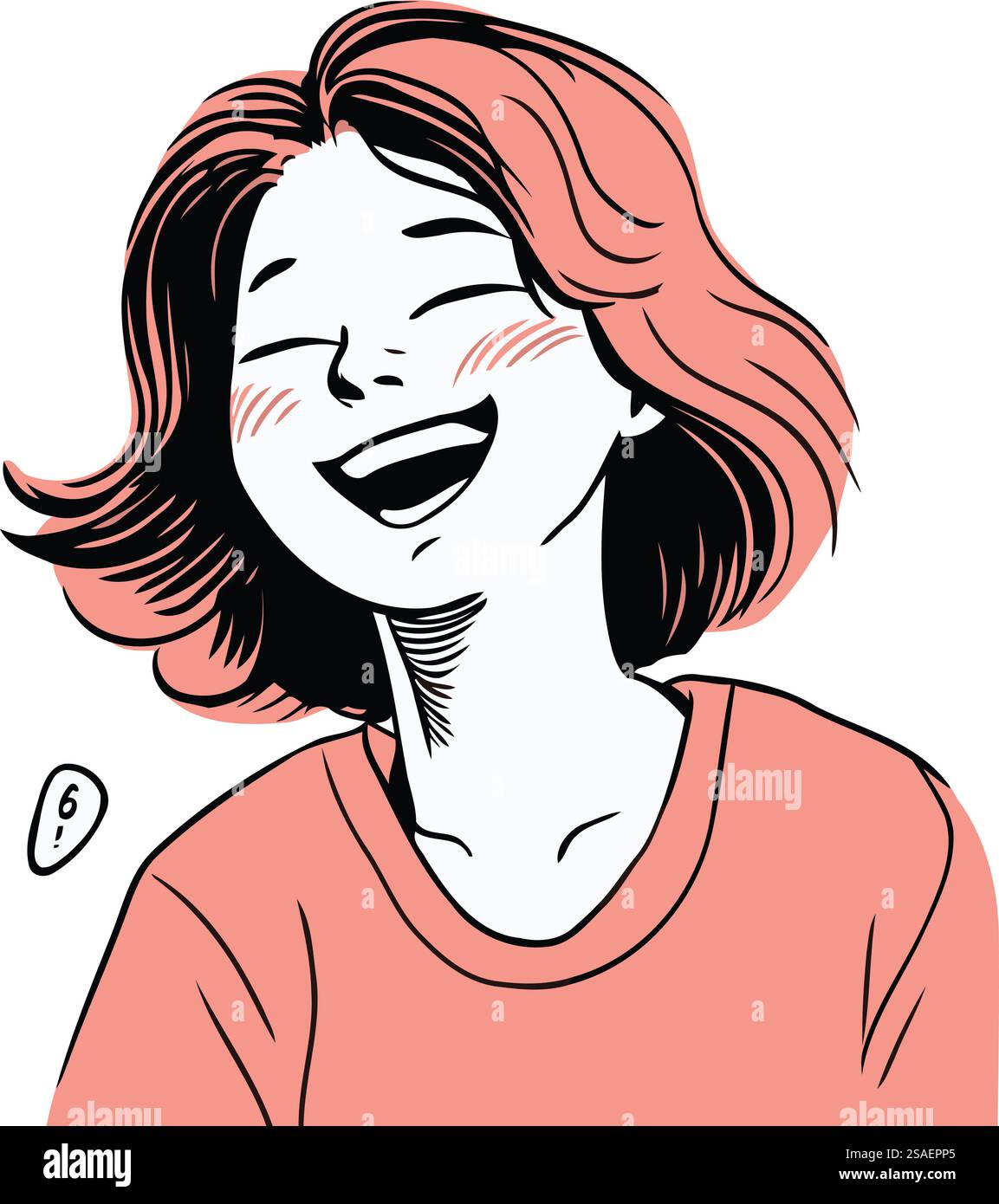 Beautiful young woman laughing. Vector hand drawn illustration in sketch style Stock Vector ...