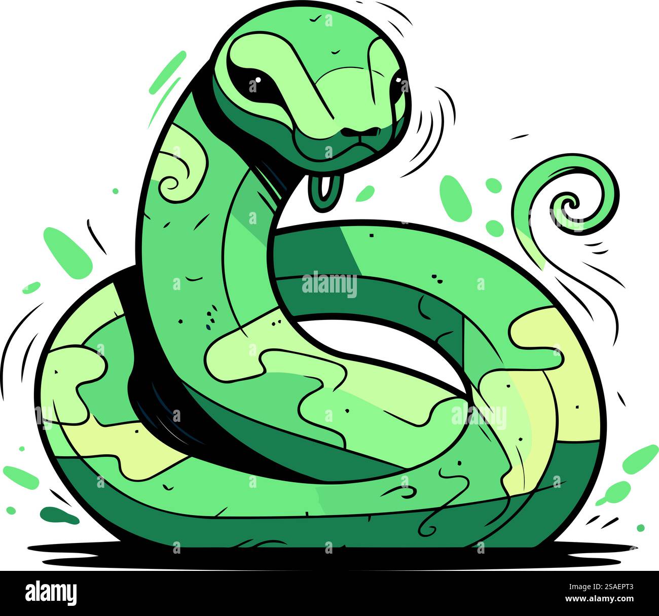Illustration of snake in cartoon style. Vector illustration of snake ...