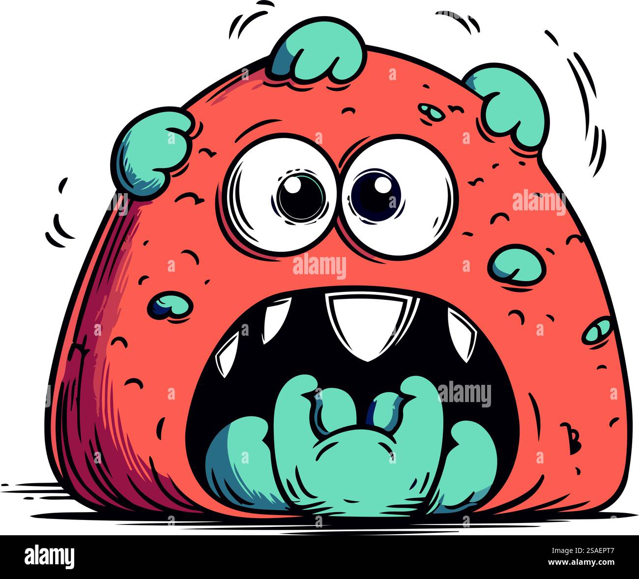 Funny cartoon monster. Vector illustration of a monster with emotions ...