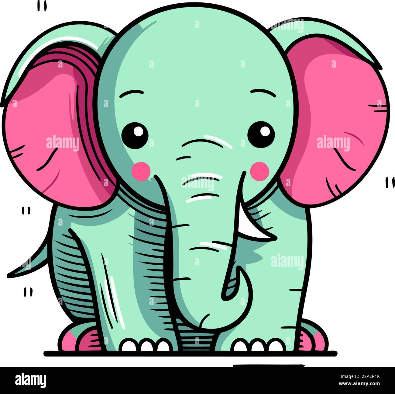 Cute cartoon elephant character. Vector illustration in a flat style ...