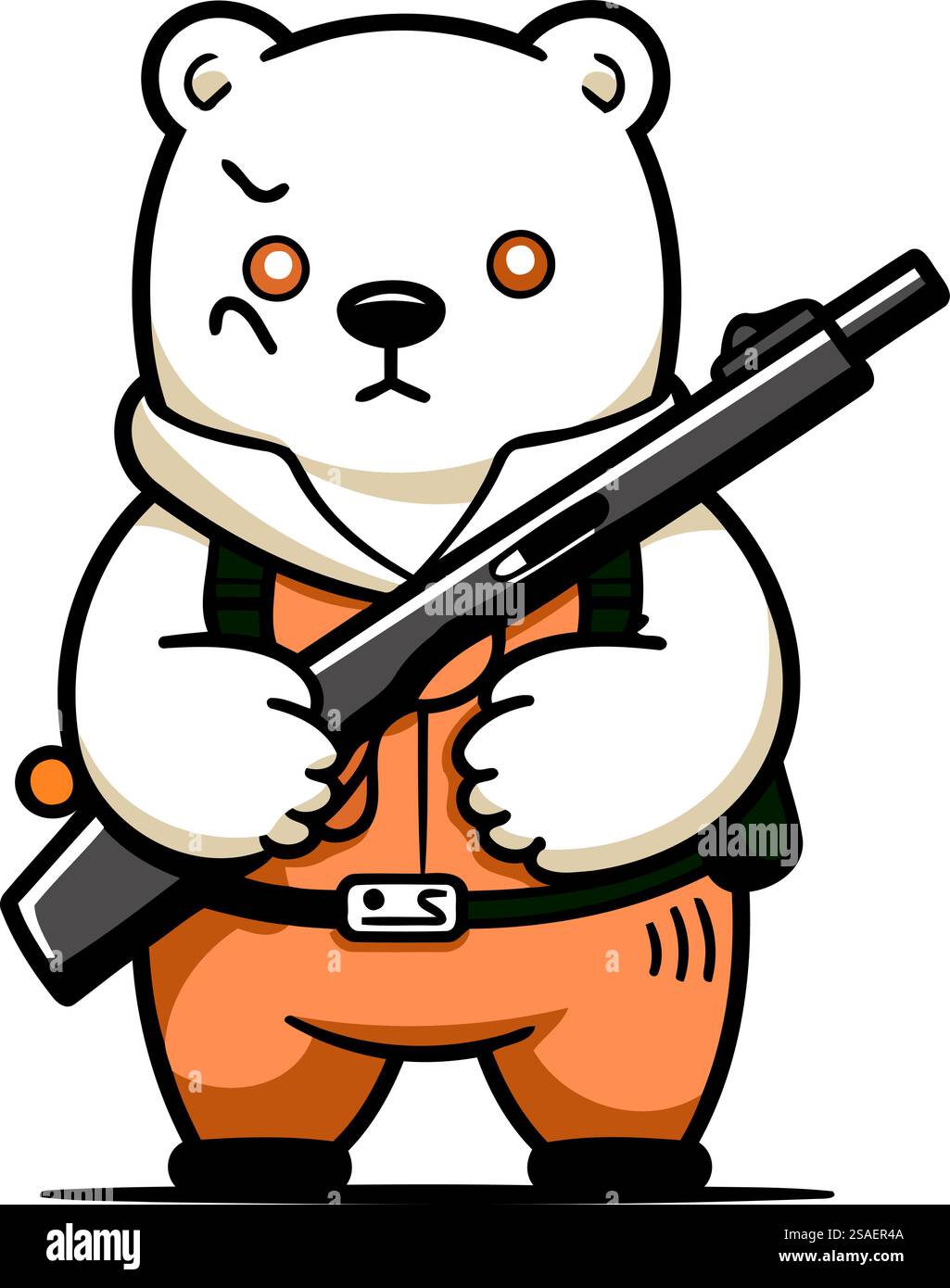 Polar bear with a gun. Cute cartoon character. Vector illustration ...