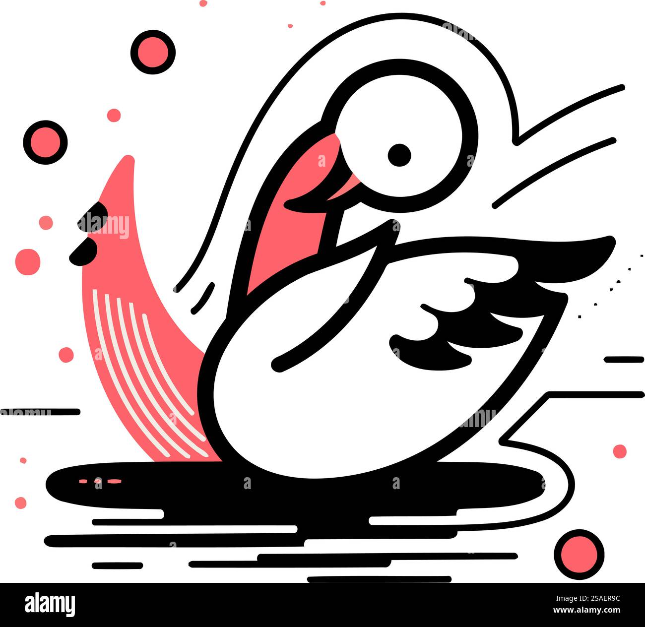 Vector illustration of duck on white background. Line art design for ...