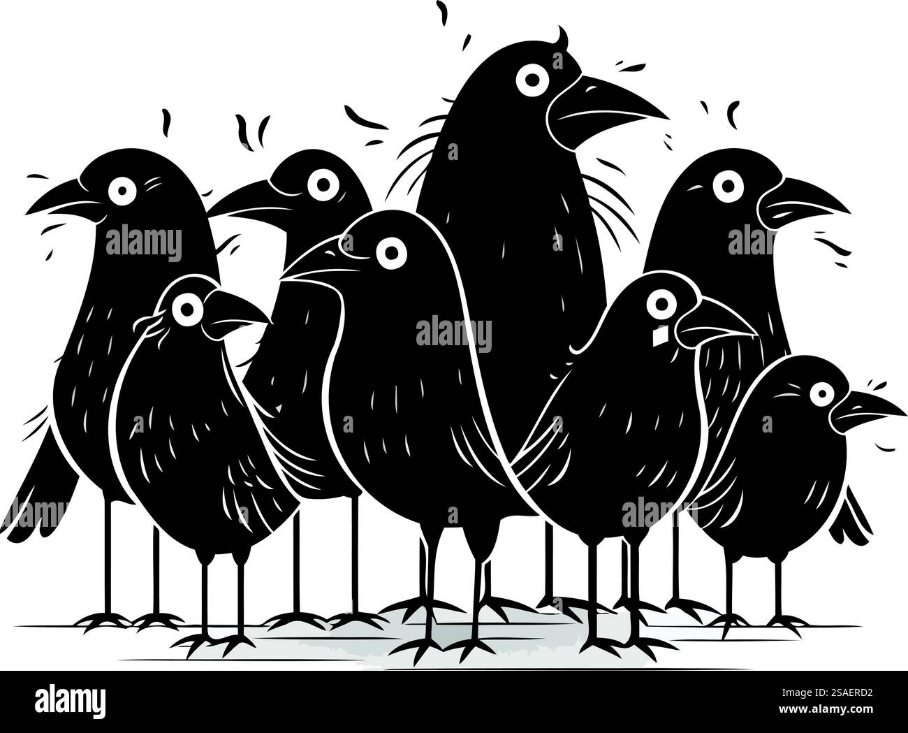 Crows. Vector illustration of a group of birds on a white background Stock Vector Image & Art ...