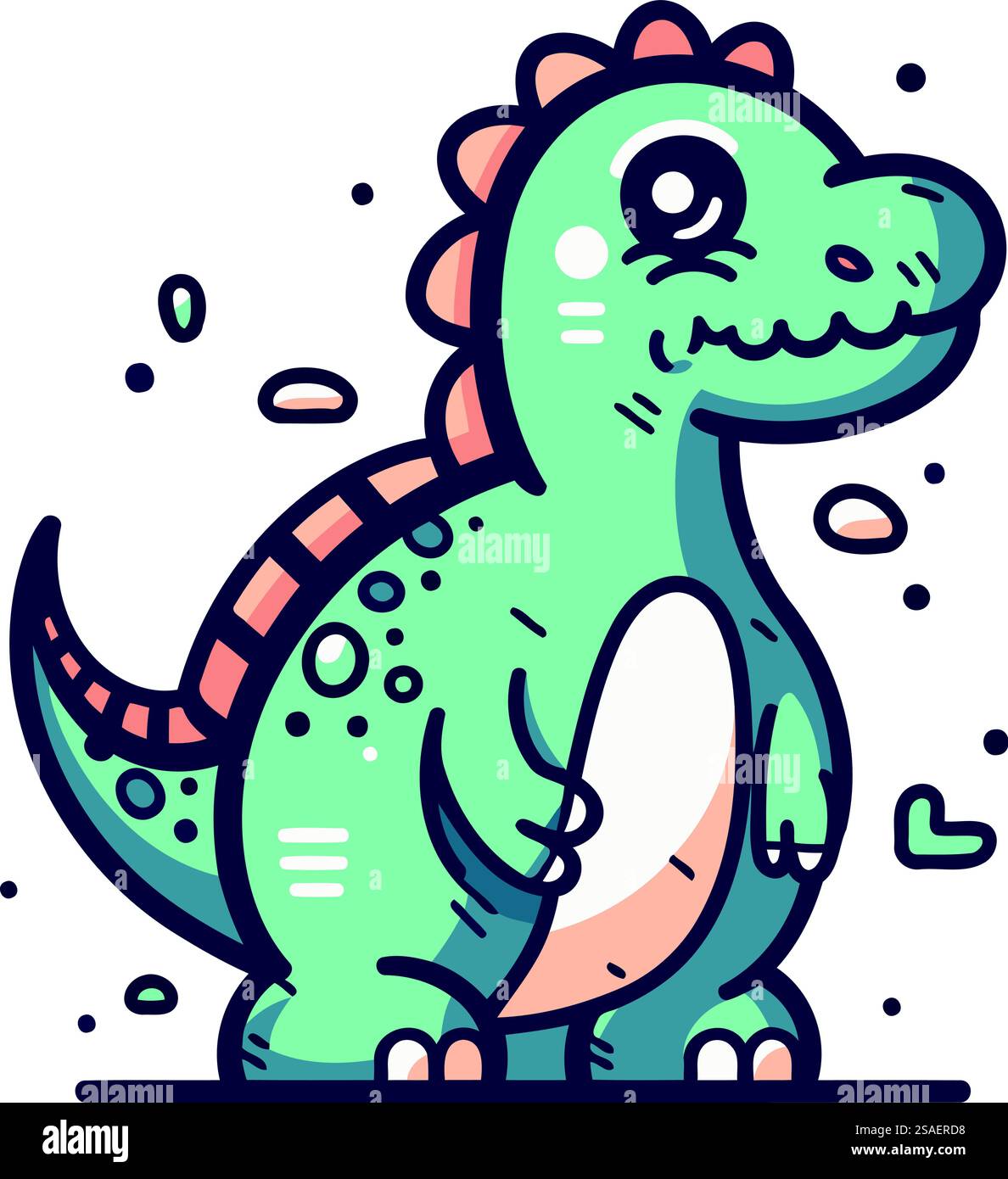 Cute cartoon dinosaur. Vector illustration in doodle style Stock Vector ...