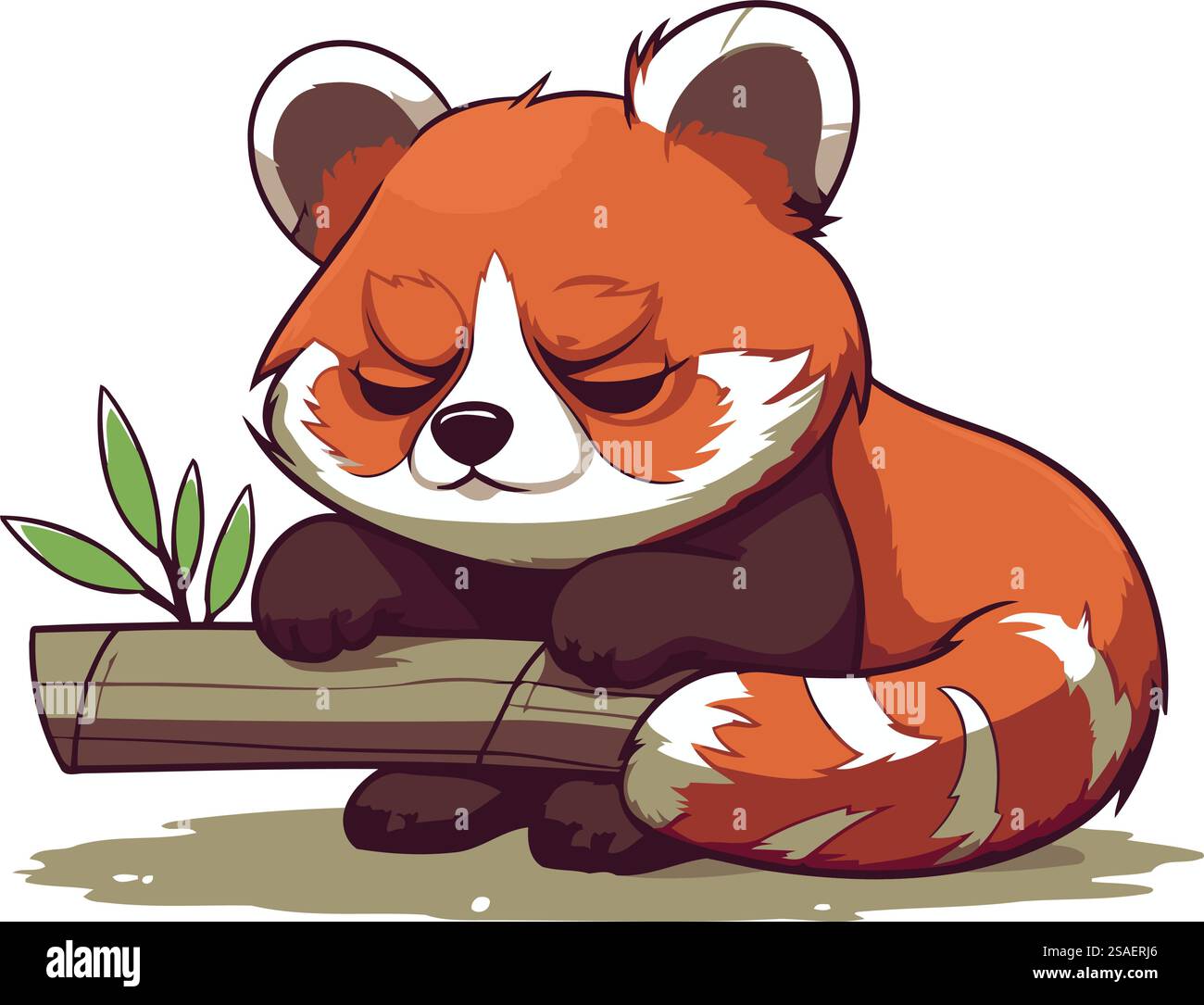Red panda sleeping on a branch. Vector illustration isolated on white ...