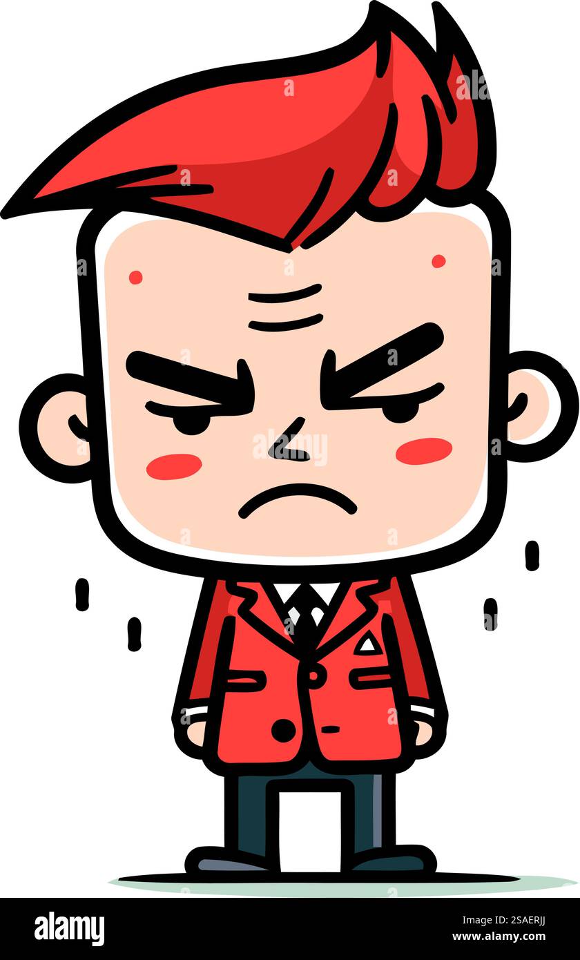 Angry cartoon man in suit. Vector illustration in flat style Stock ...