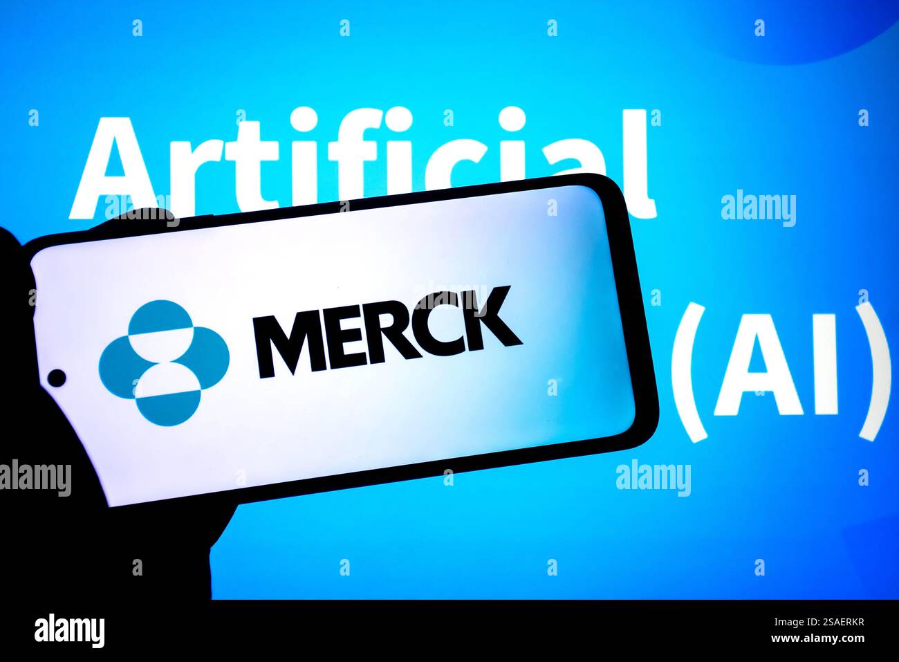 India. 28th Jan, 2025. In this photo illustration, a Merck logo is seen ...