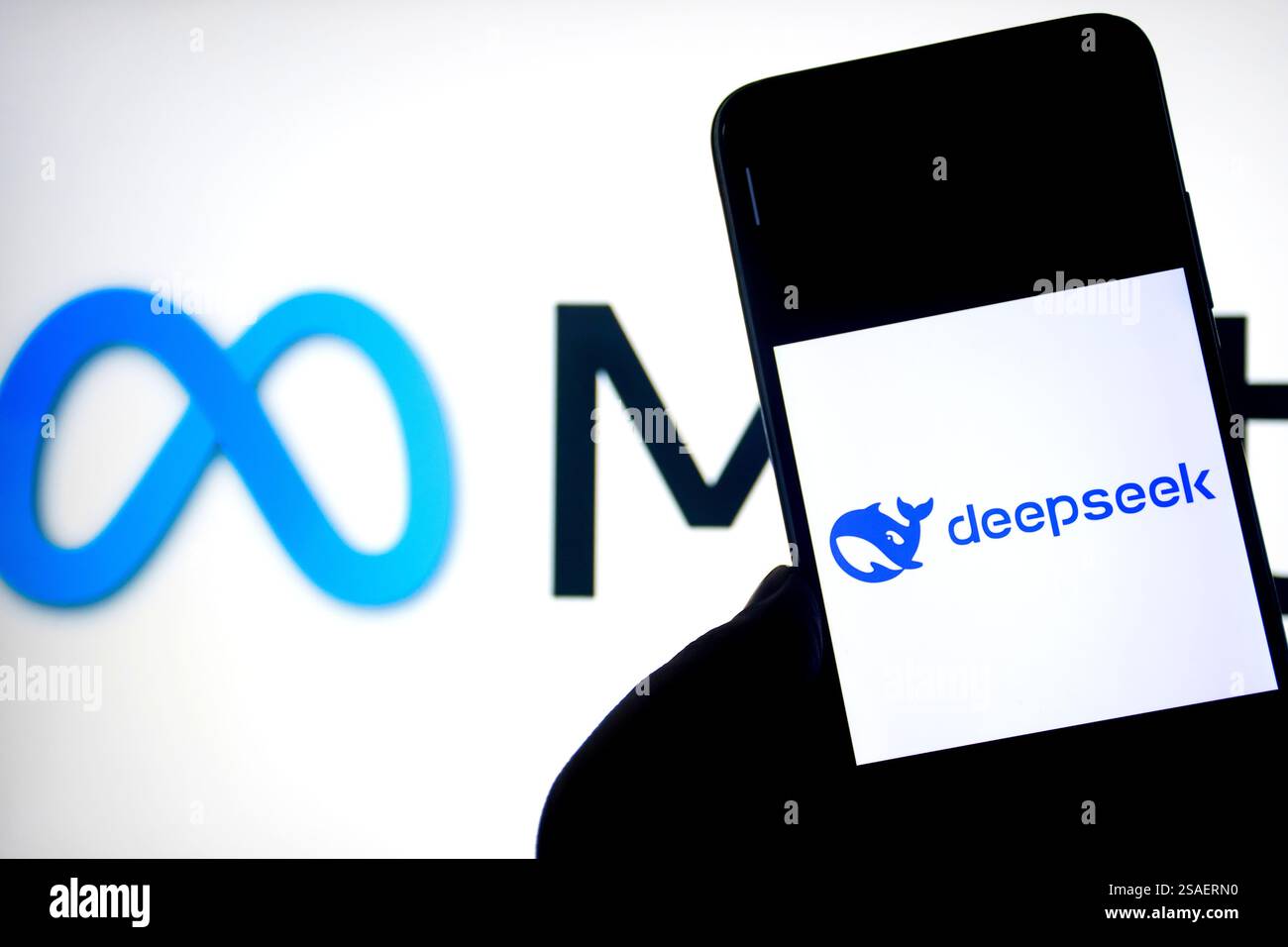 In this photo illustration, a Deepseek logo is seen displayed on a ...