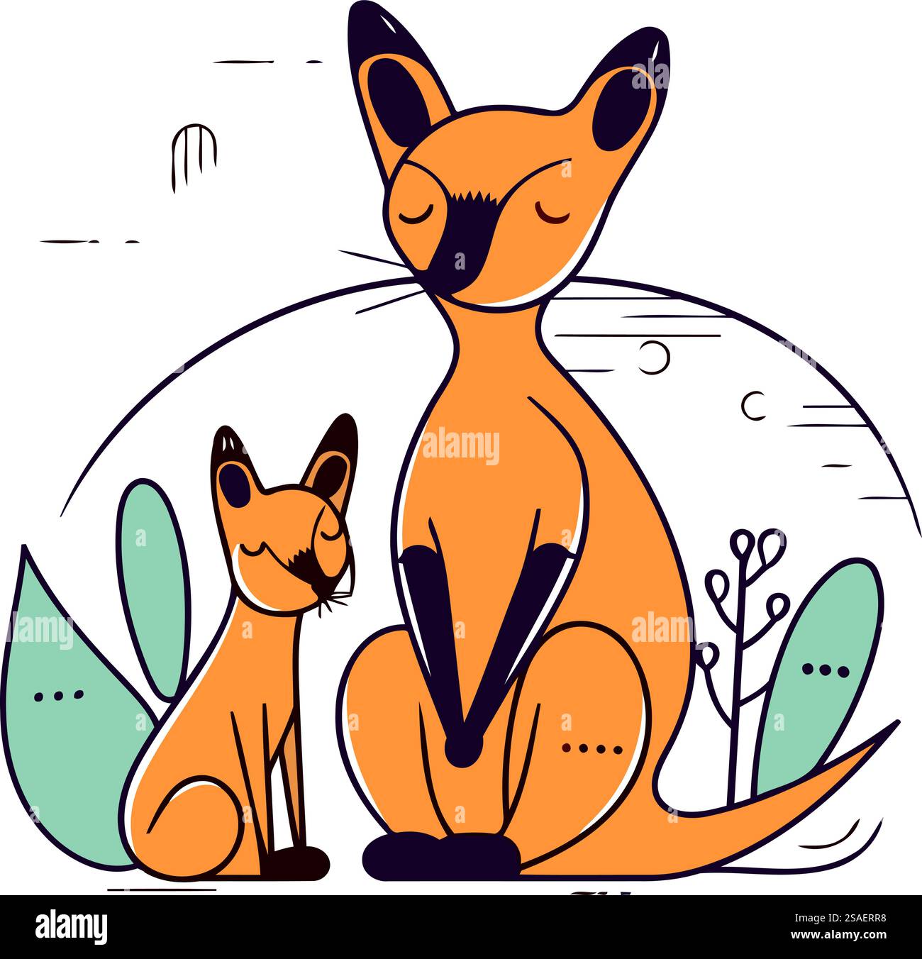 Cute kangaroo and fox. Vector illustration in cartoon style Stock ...