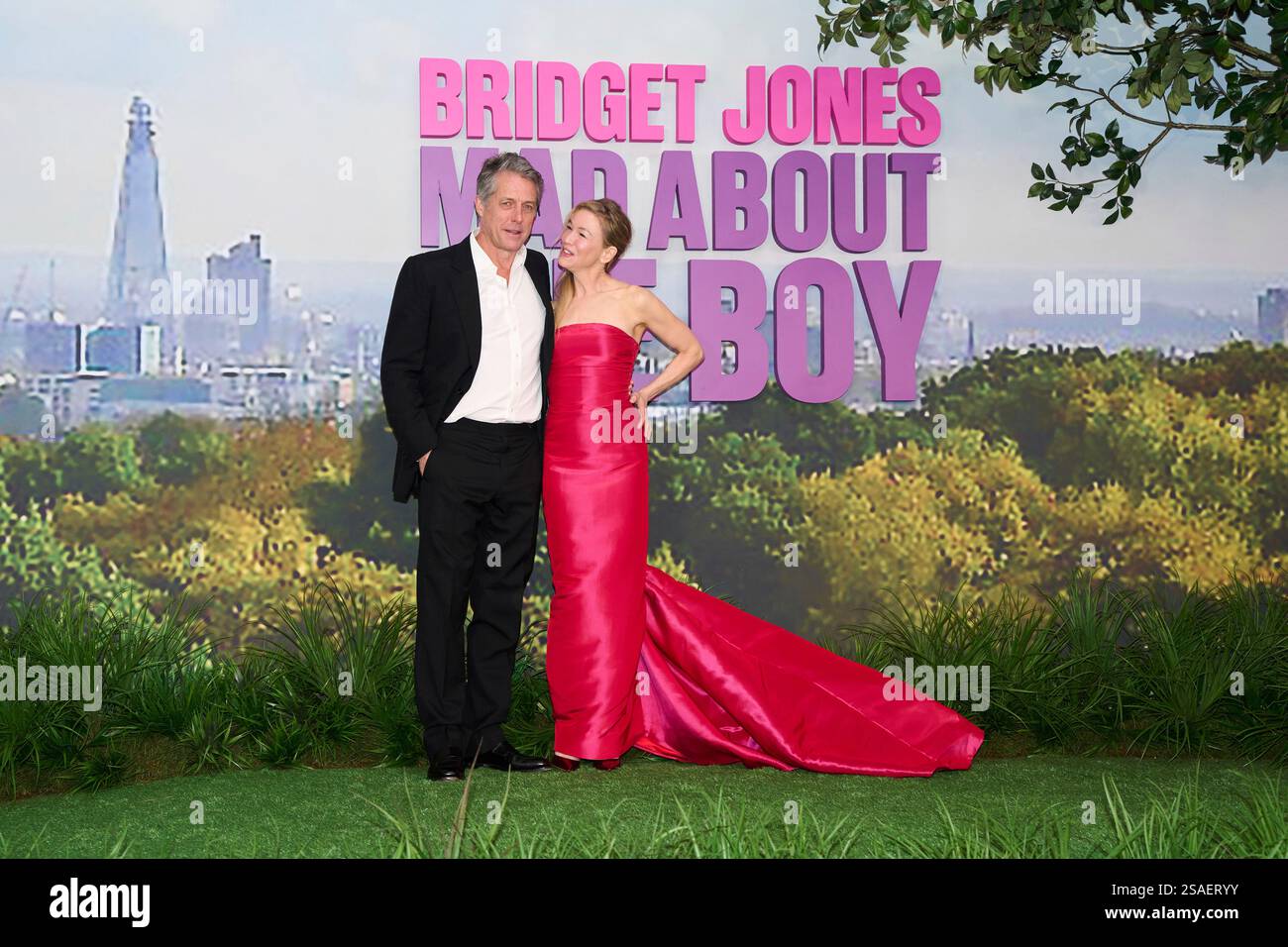 Hugh Grant, left, and Renee Zellweger pose for photographers upon arrival at the World premiere ...