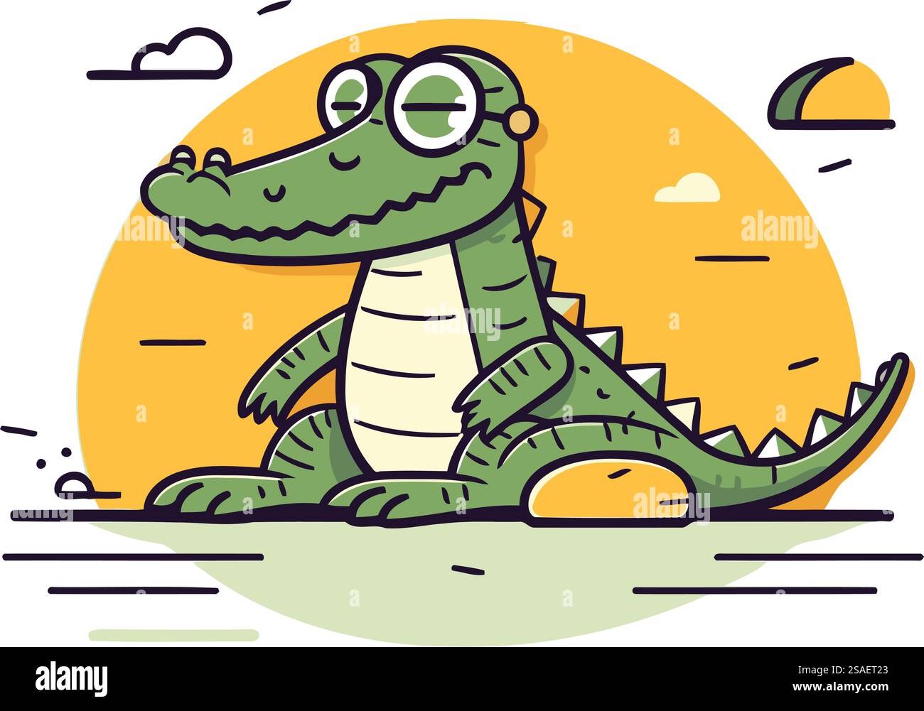 Cute crocodile cartoon character in flat style. Vector illustration ...